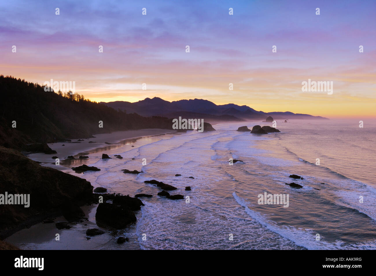 View of Crescent Beach Cannon Beach Haystack Rock and coast to Hug ...