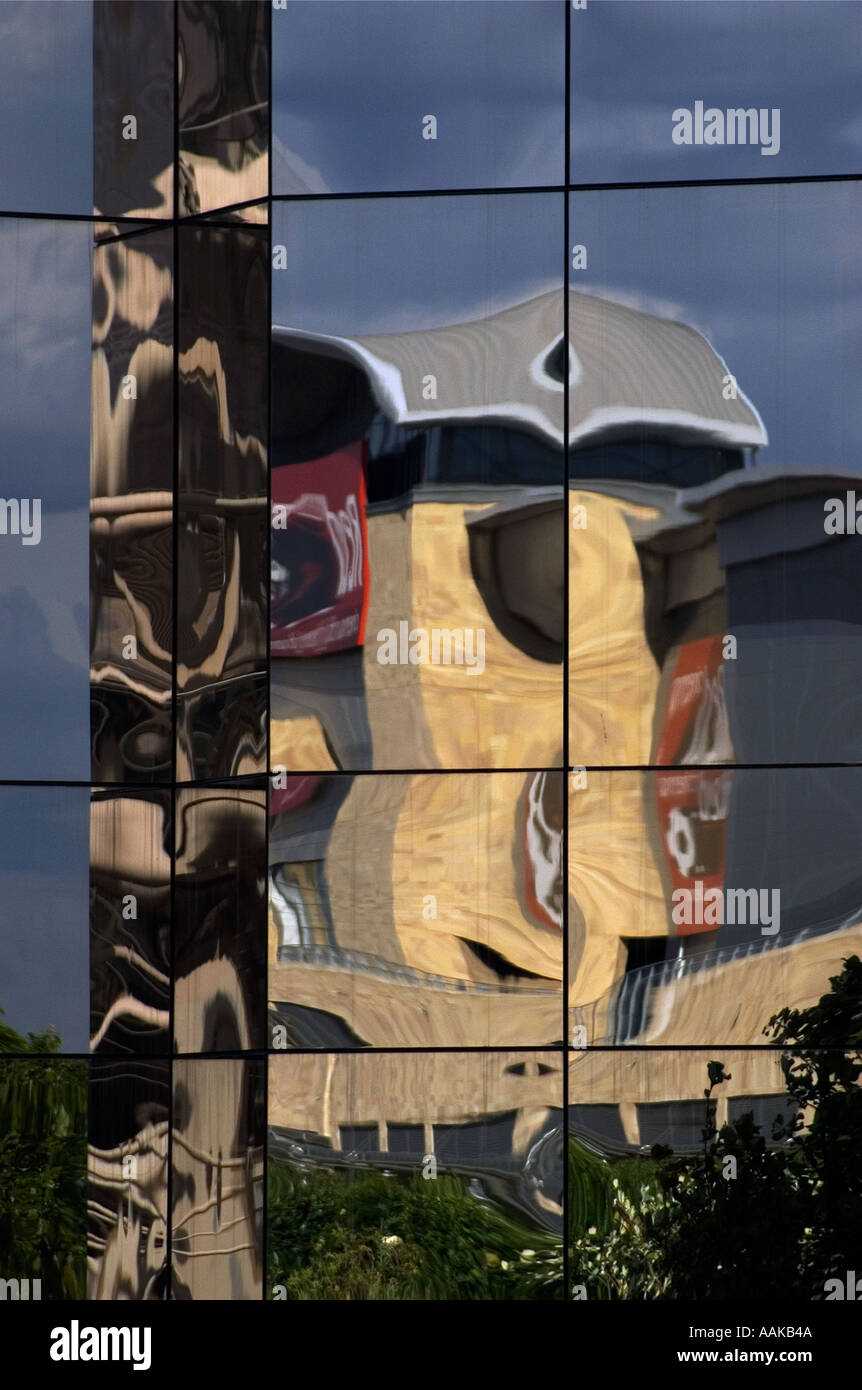 Abstract reflections in glass clad building at Salford Quays Salford ... Abstract reflections in glass clad building at Salford Quays Salford ...