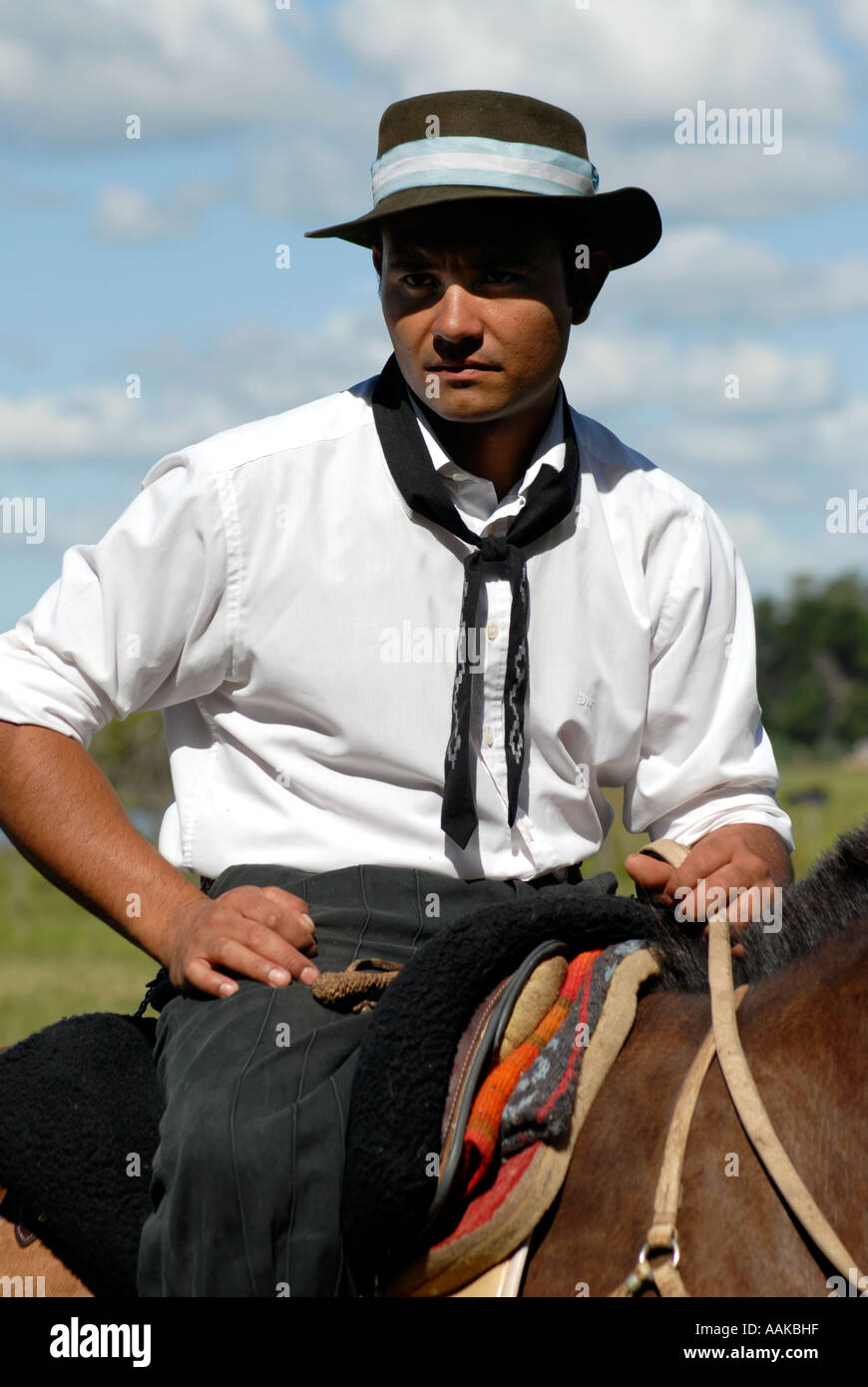 Argentina Gaucho horse riding performance at Estancia La Alameda Stock ...