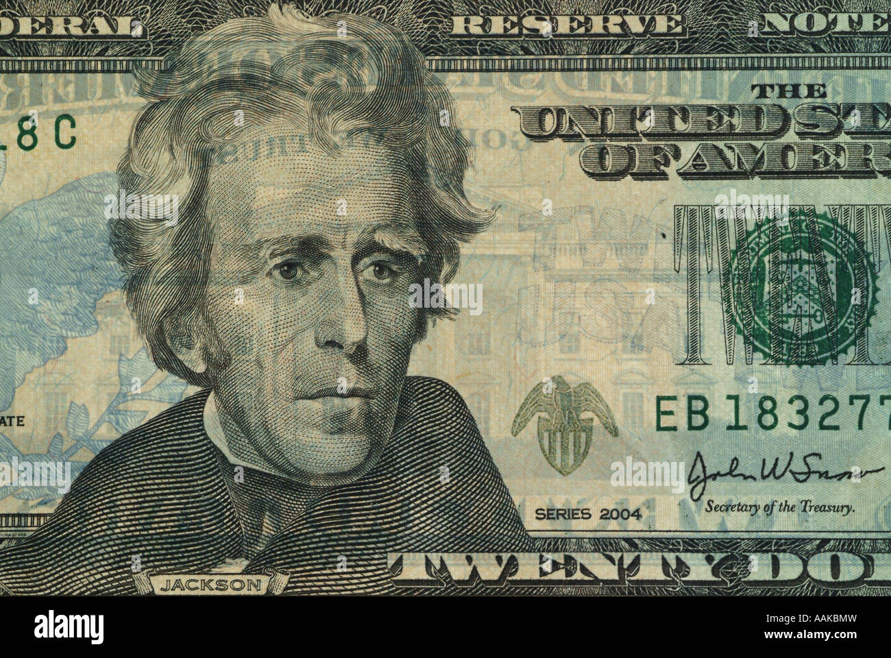 Close up of Twenty Dollar Bill Stock Photo - Alamy