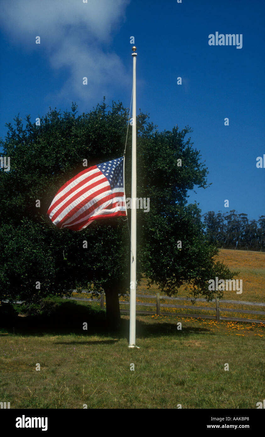 United States flag at half mast Stock Photo - Alamy