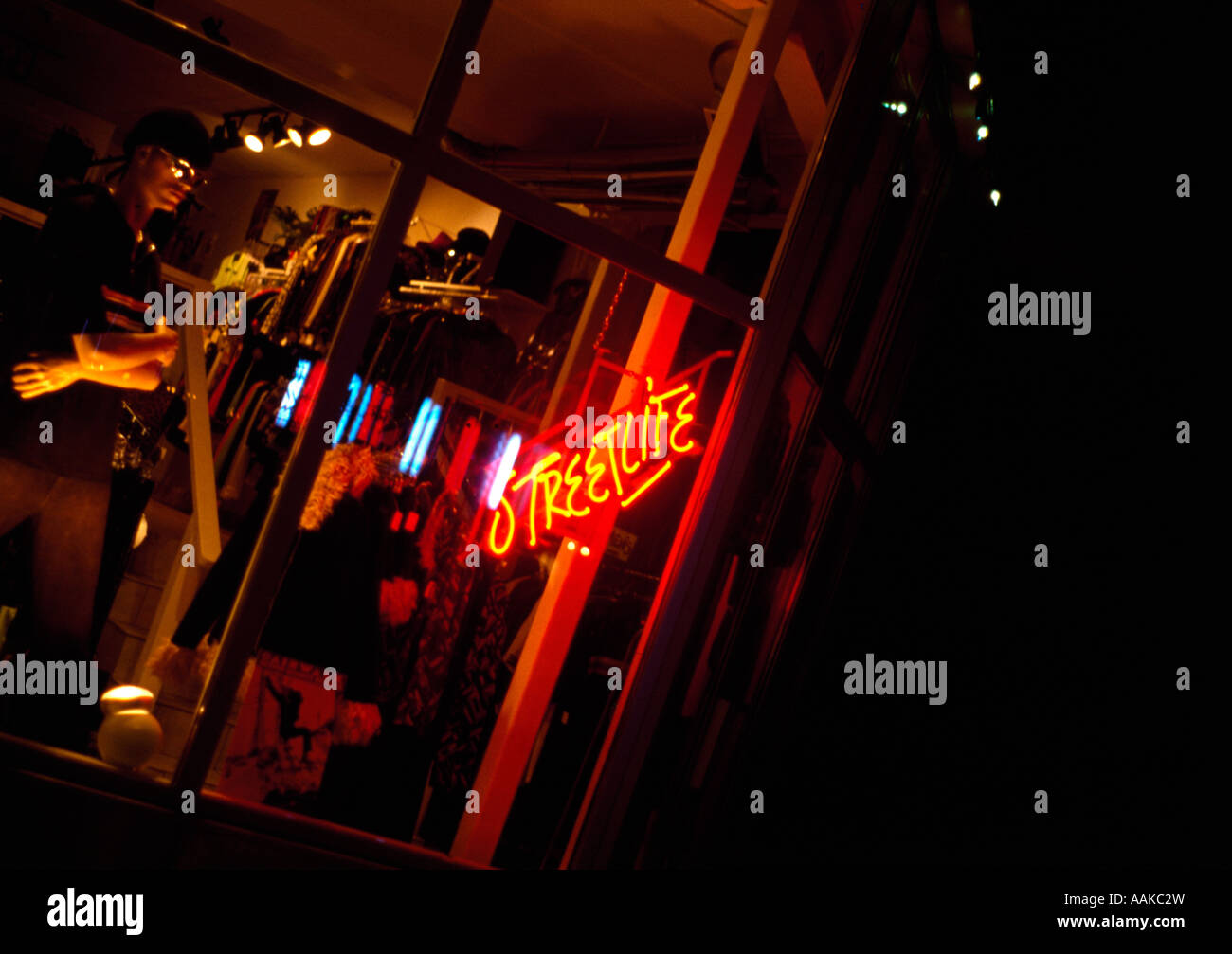 Streetlife sign in Winnipeg storefront. Neon Stock Photo - Alamy