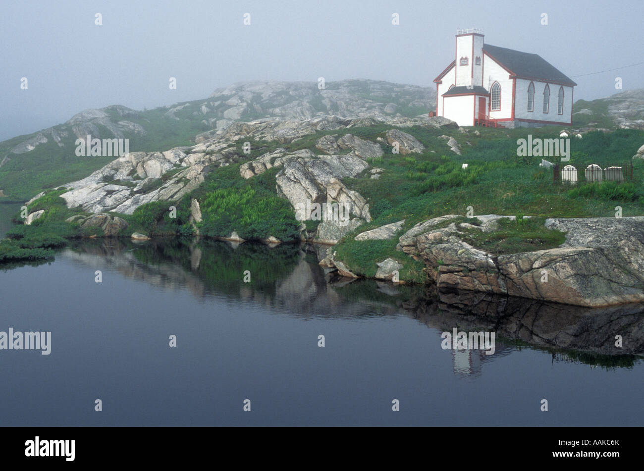 Church in tiny outport town Newfoundland Canada Stock Photo - Alamy