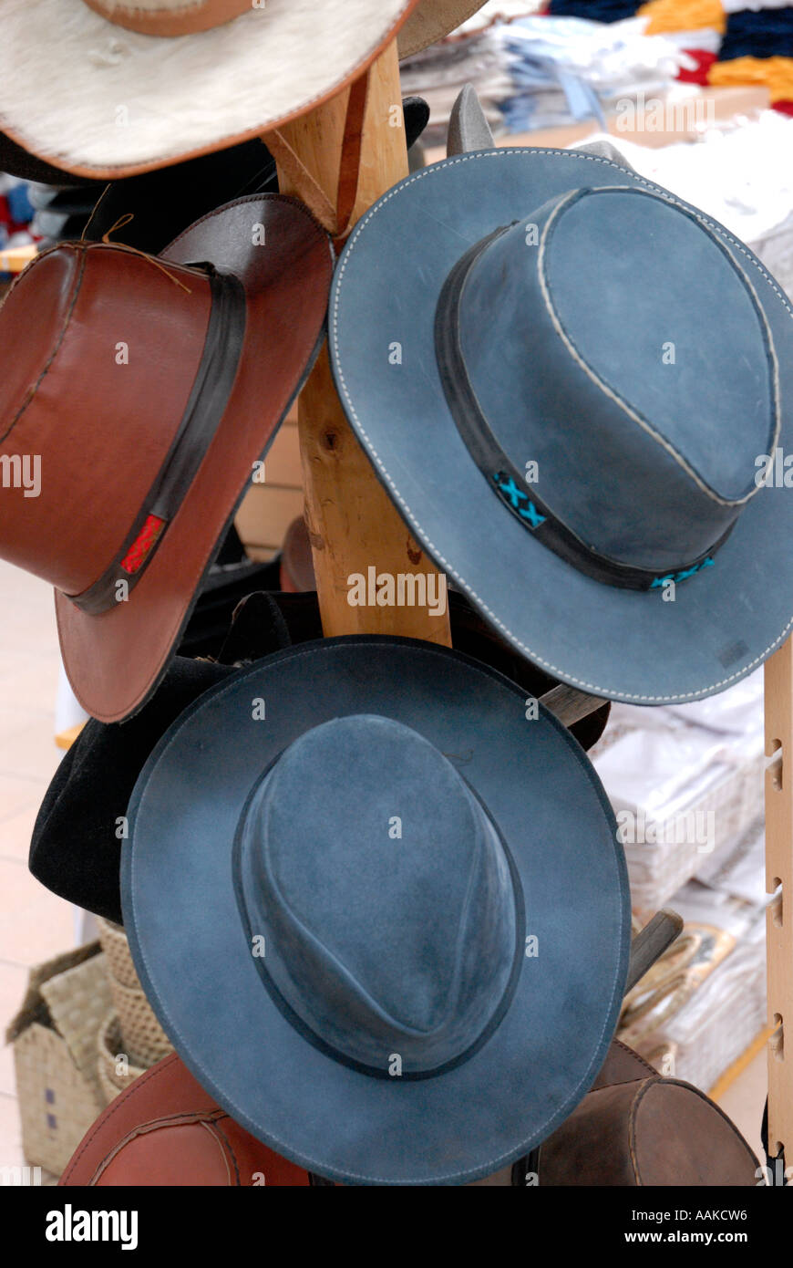 Gaucho hats on a stand in a shop El Calafate Argentina Stock Photo - Alamy