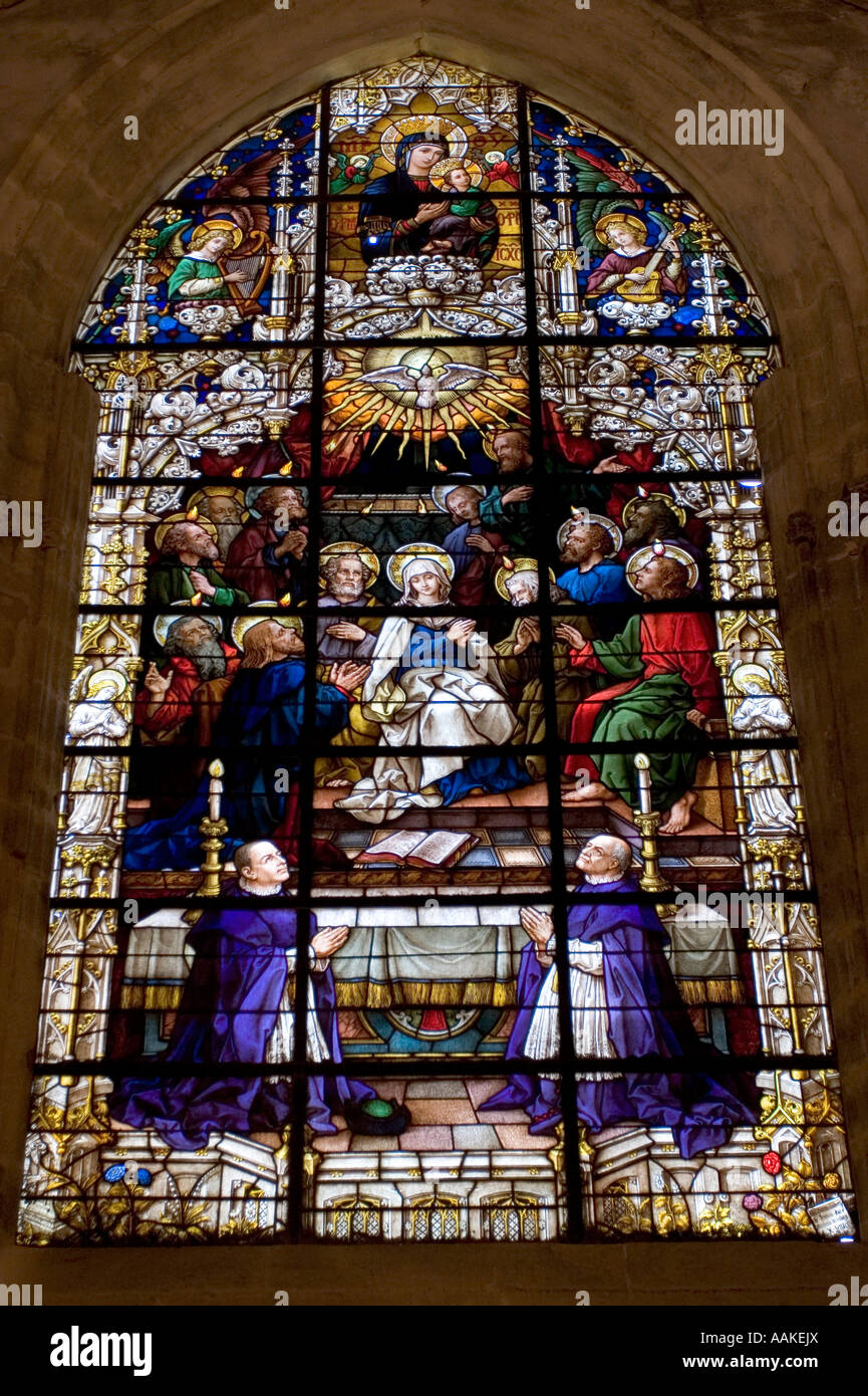Stained glass window Cathedral of Seville Spain Stock Photo - Alamy