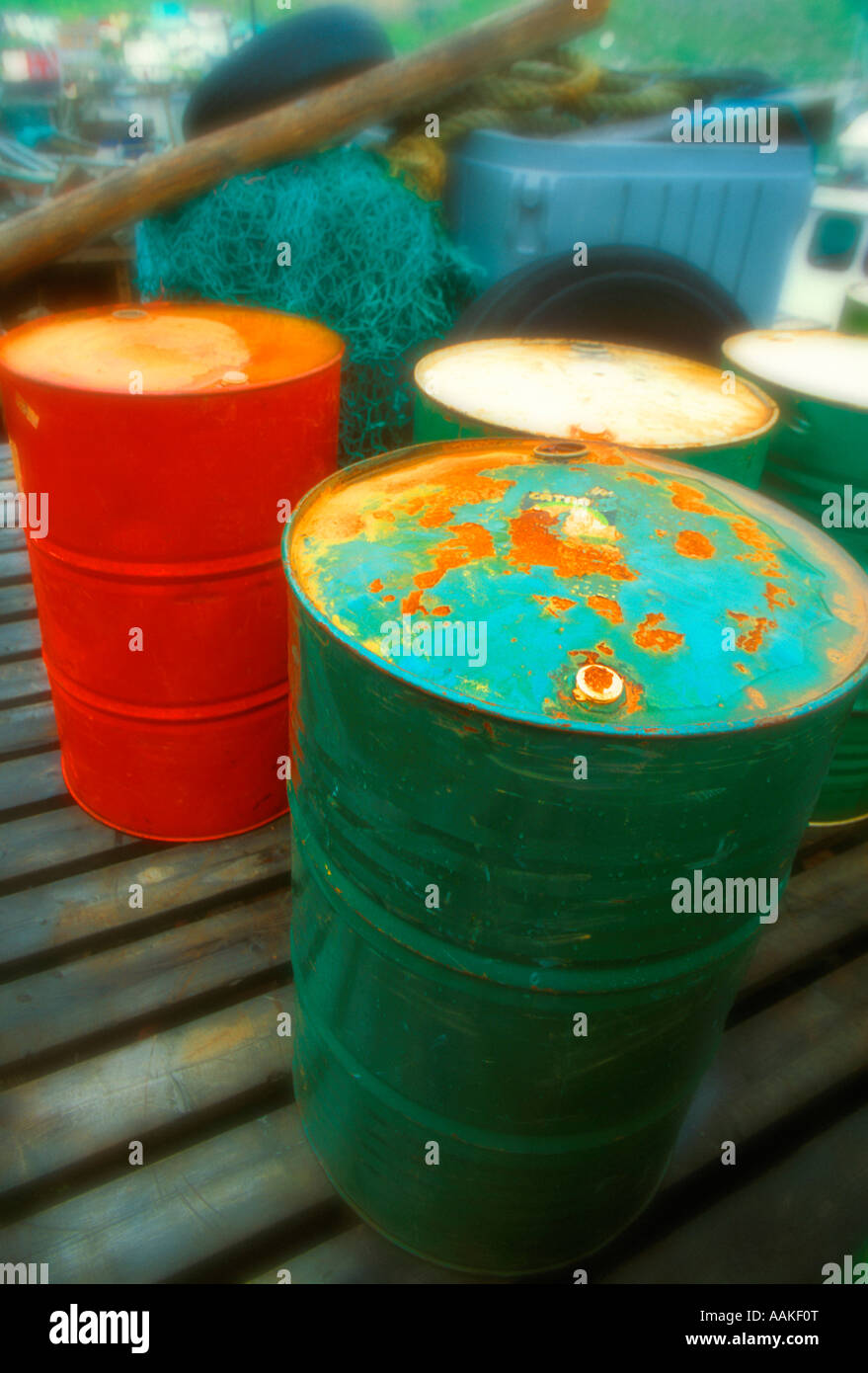 Barrels filled with waste Stock Photo - Alamy