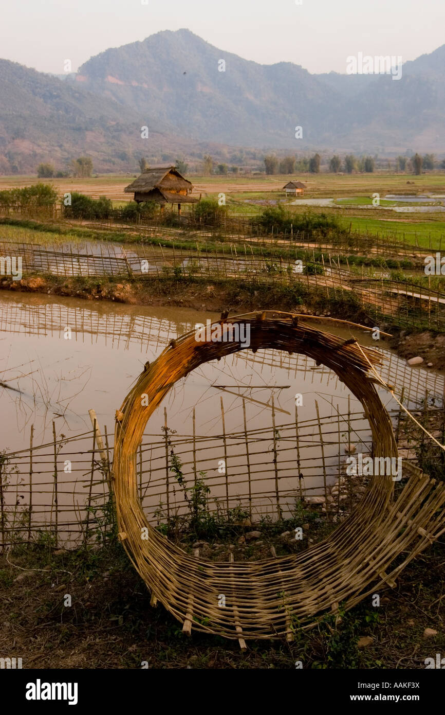 Landscape fields and mountains near Ou Thai Phongsaly province Laos ...