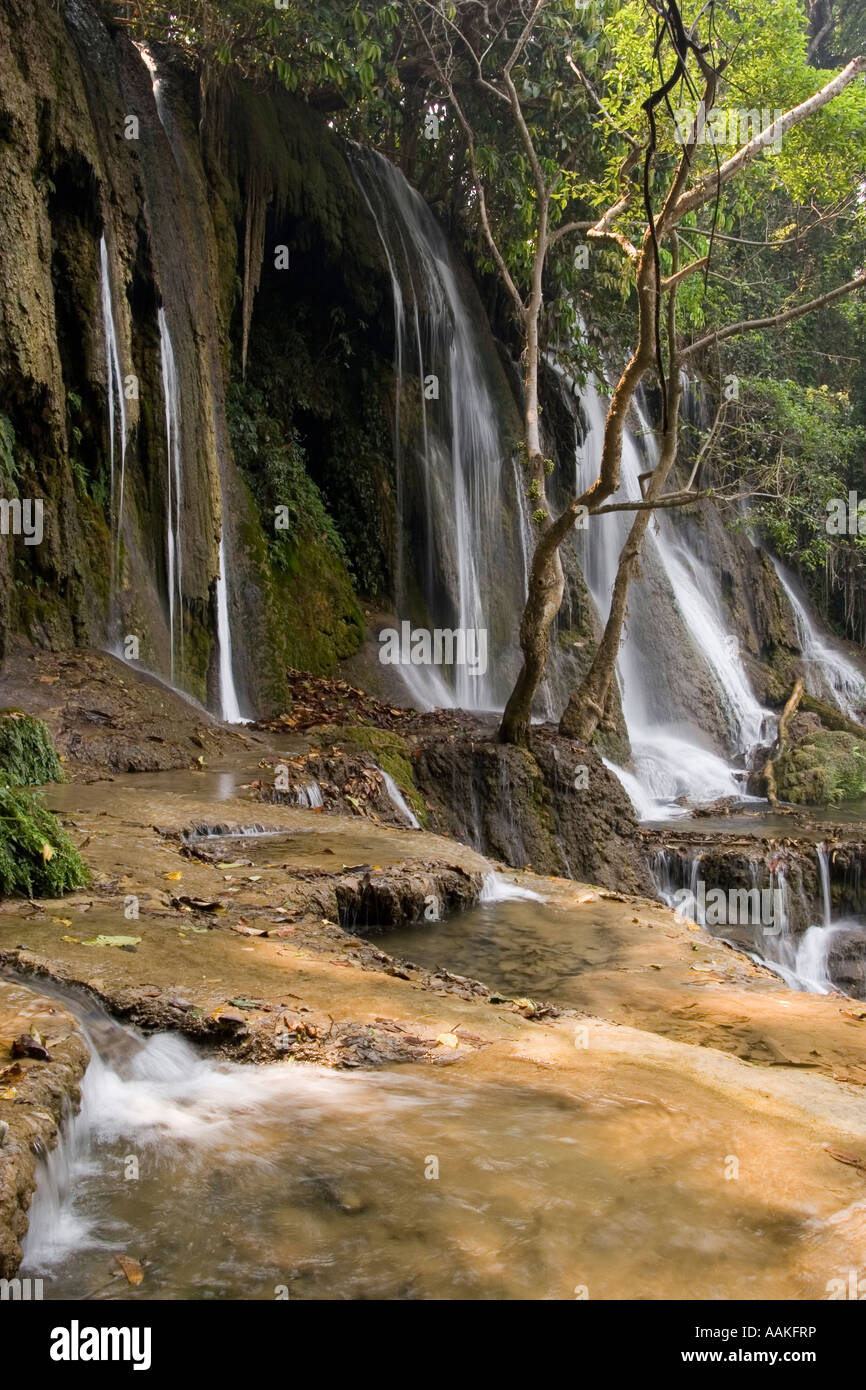 Upper falls Kuang Xi waterfall near Luang Prabang Laos Stock Photo - Alamy