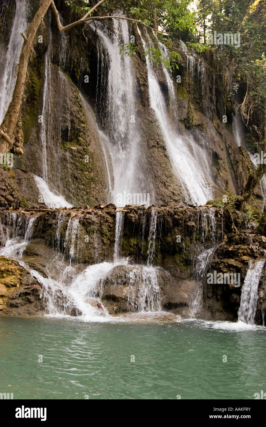 Upper falls Kuang Xi waterfall near Luang Prabang Laos Stock Photo - Alamy