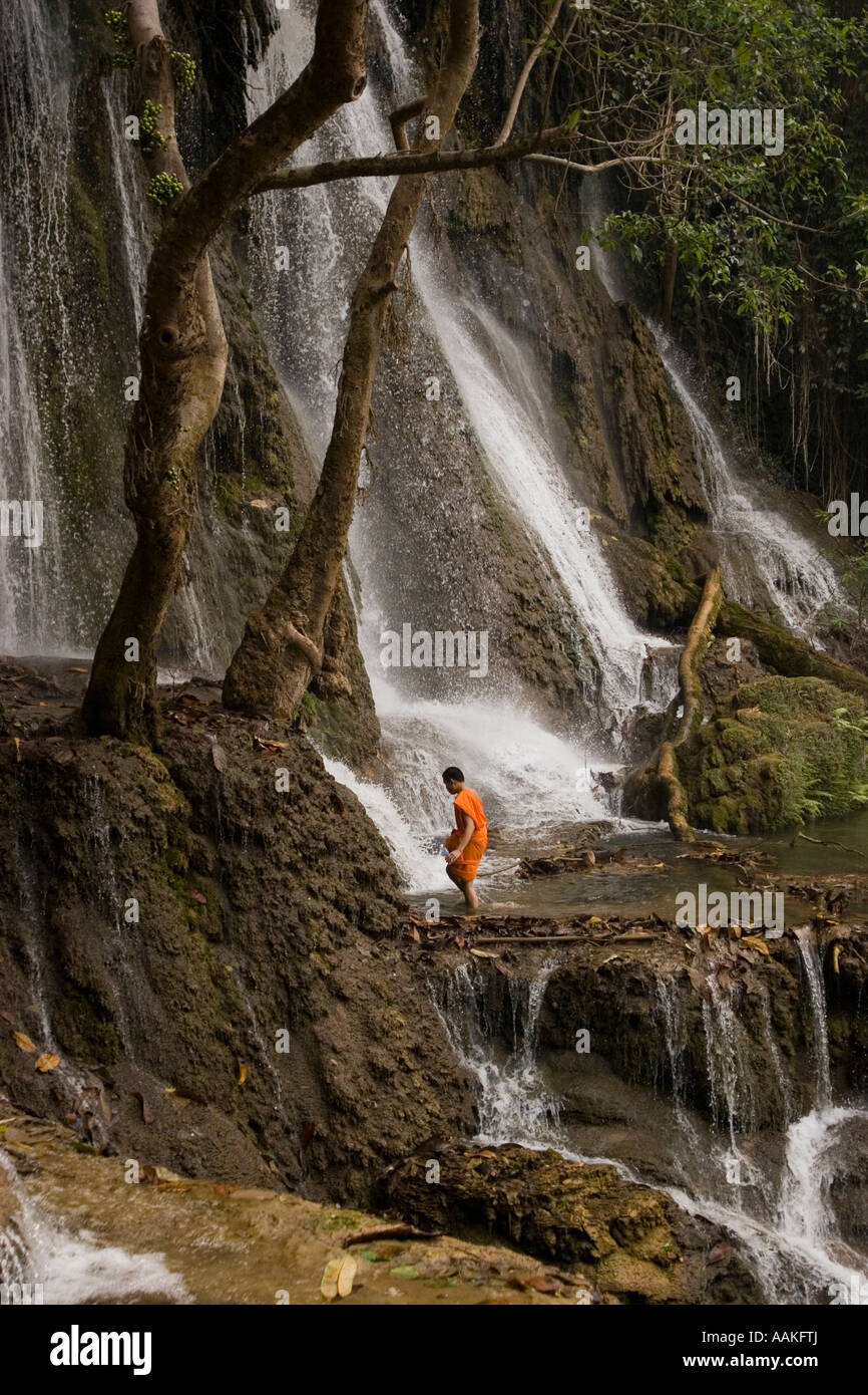 Upper falls Kuang Xi waterfall near Luang Prabang Laos Stock Photo - Alamy