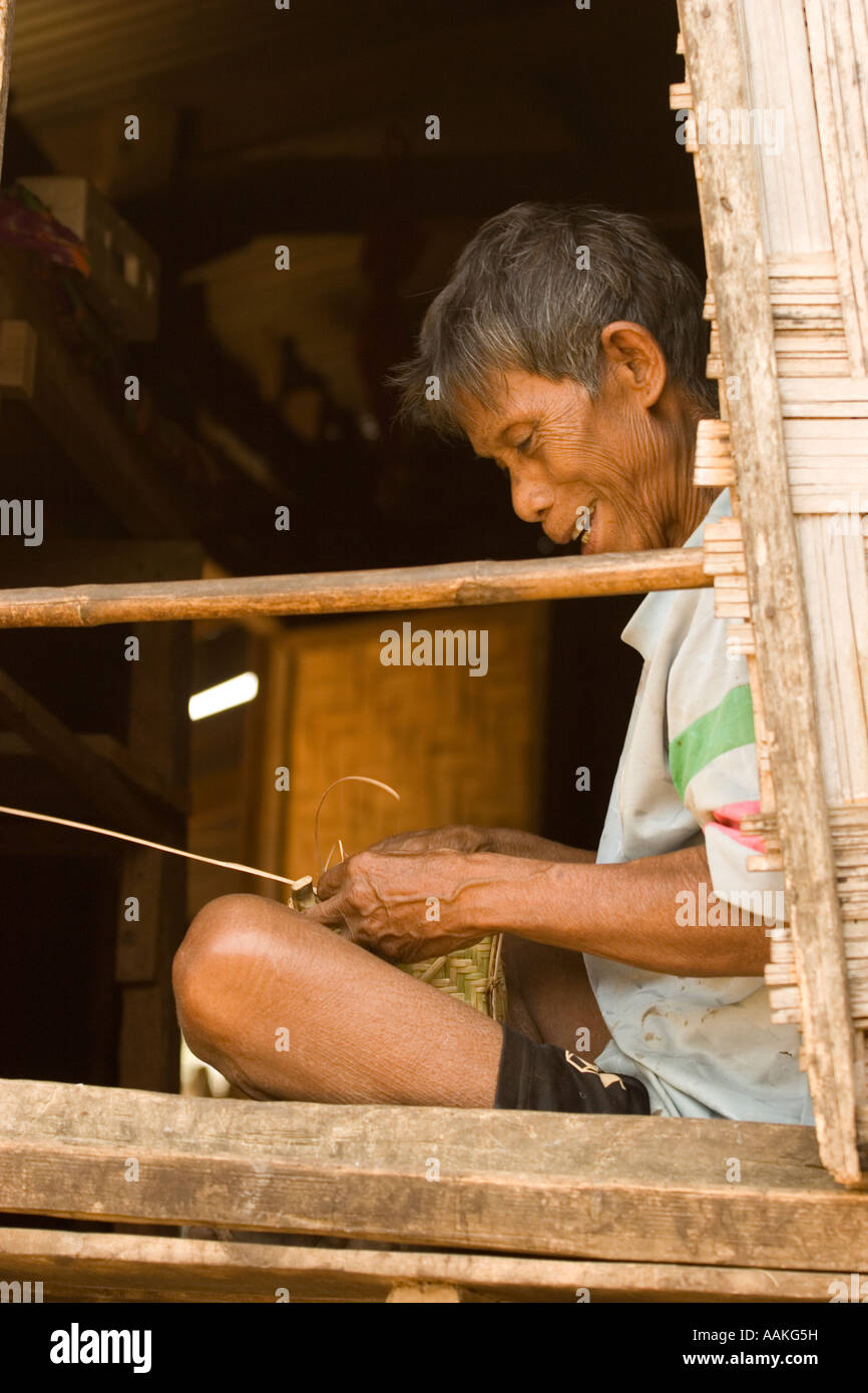 Man making basket, village near Tadlo, Laos Stock Photo - Alamy