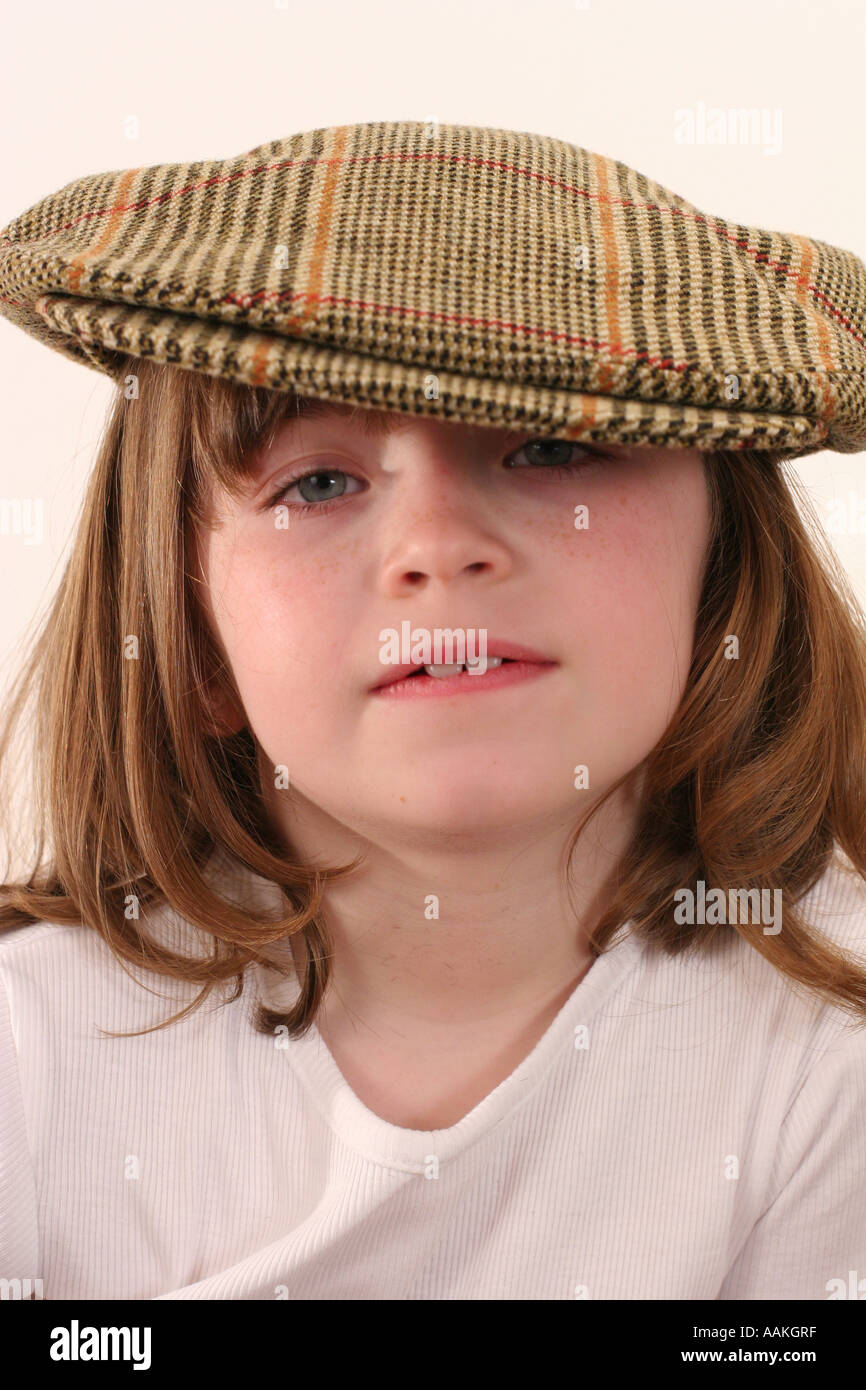 "modle 7 years poses for portrait, wearing a lock and co. cap Stock ...