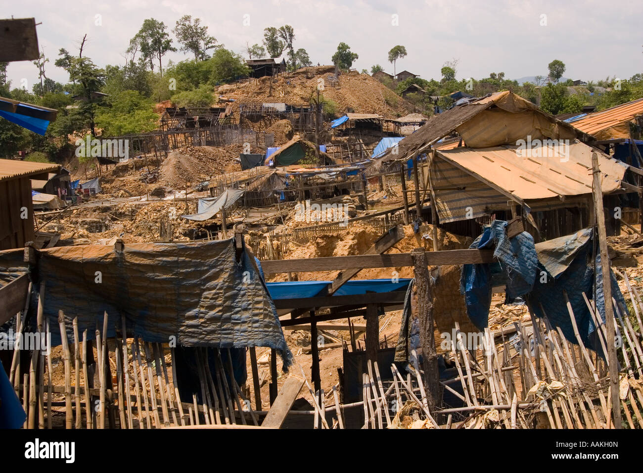 View of rubble around the old min in Menmong Mondolkiri Province ...