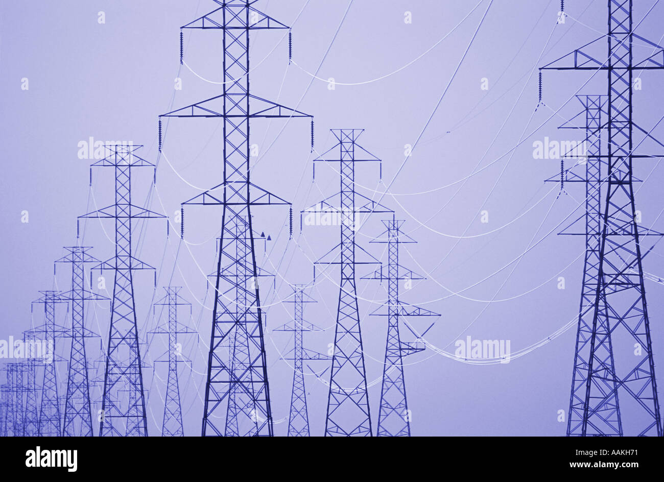 Multiple electrical towers Stock Photo - Alamy