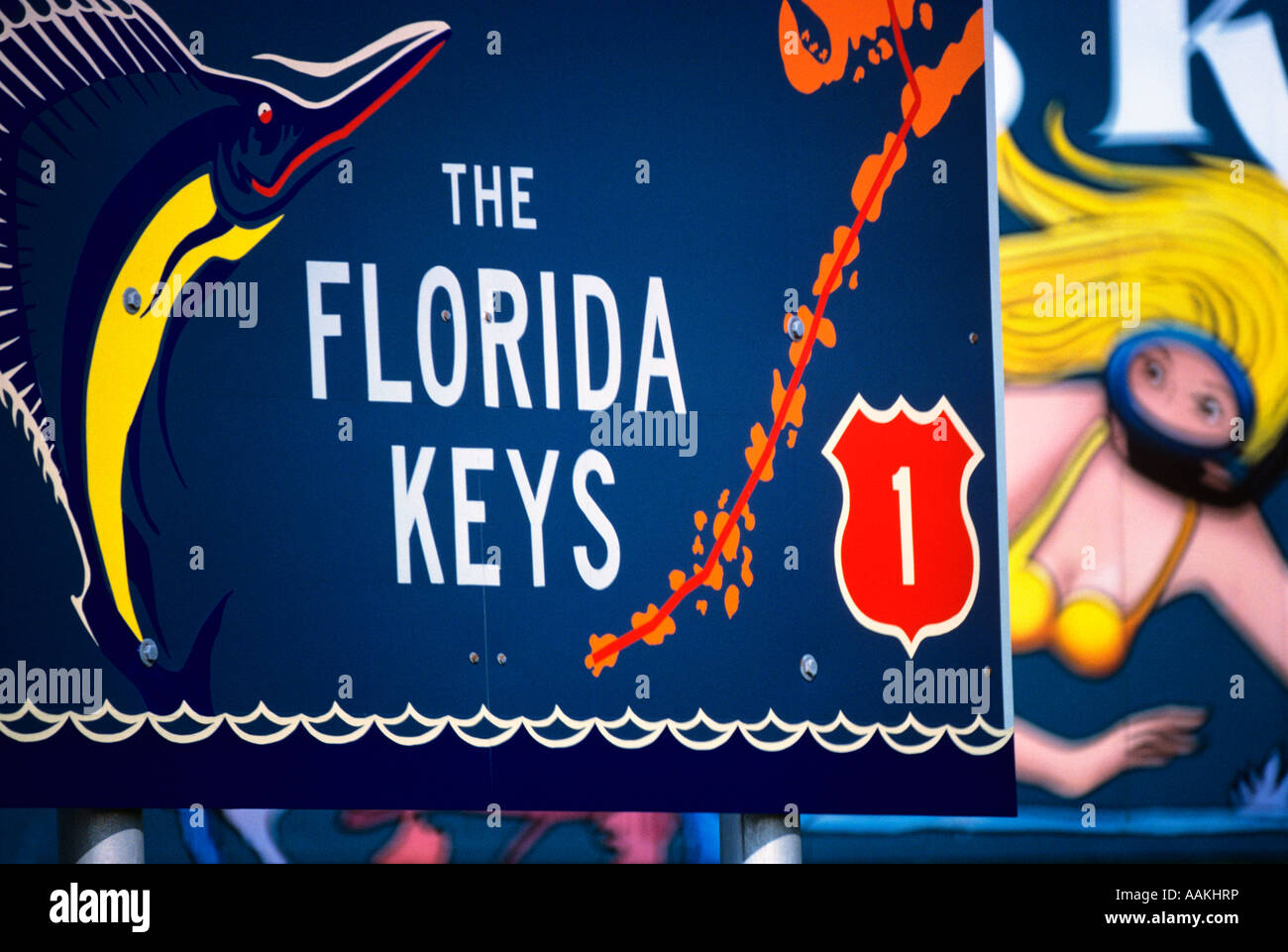 FLORIDA KEYS HIGHWAY SIGN ROUTE 1 USA Stock Photo - Alamy