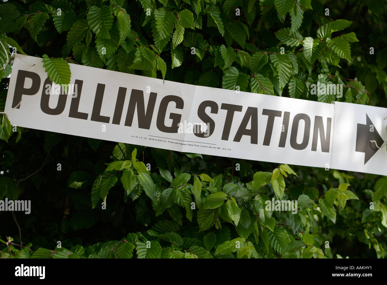 Polling station sign England UK Stock Photo - Alamy
