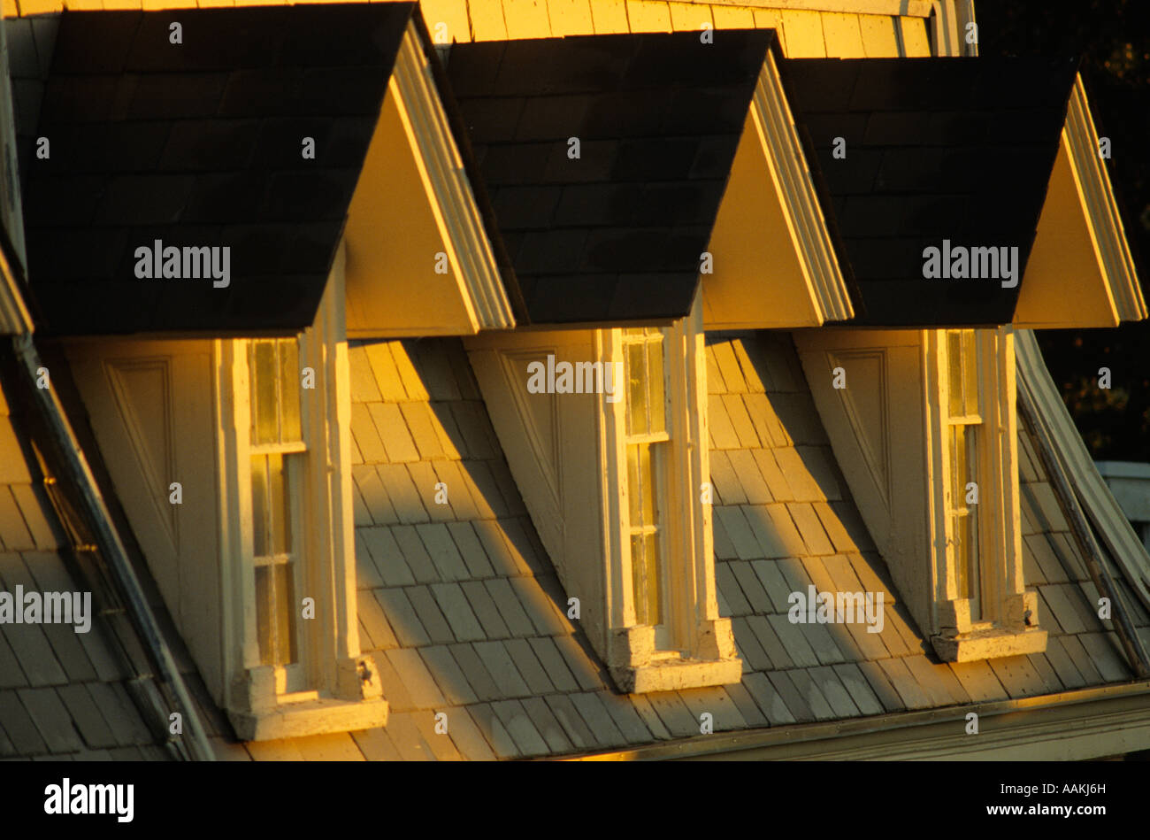 ARCHITECTURE WINDOWS THREE DORMERS AT DUSK Stock Photo - Alamy