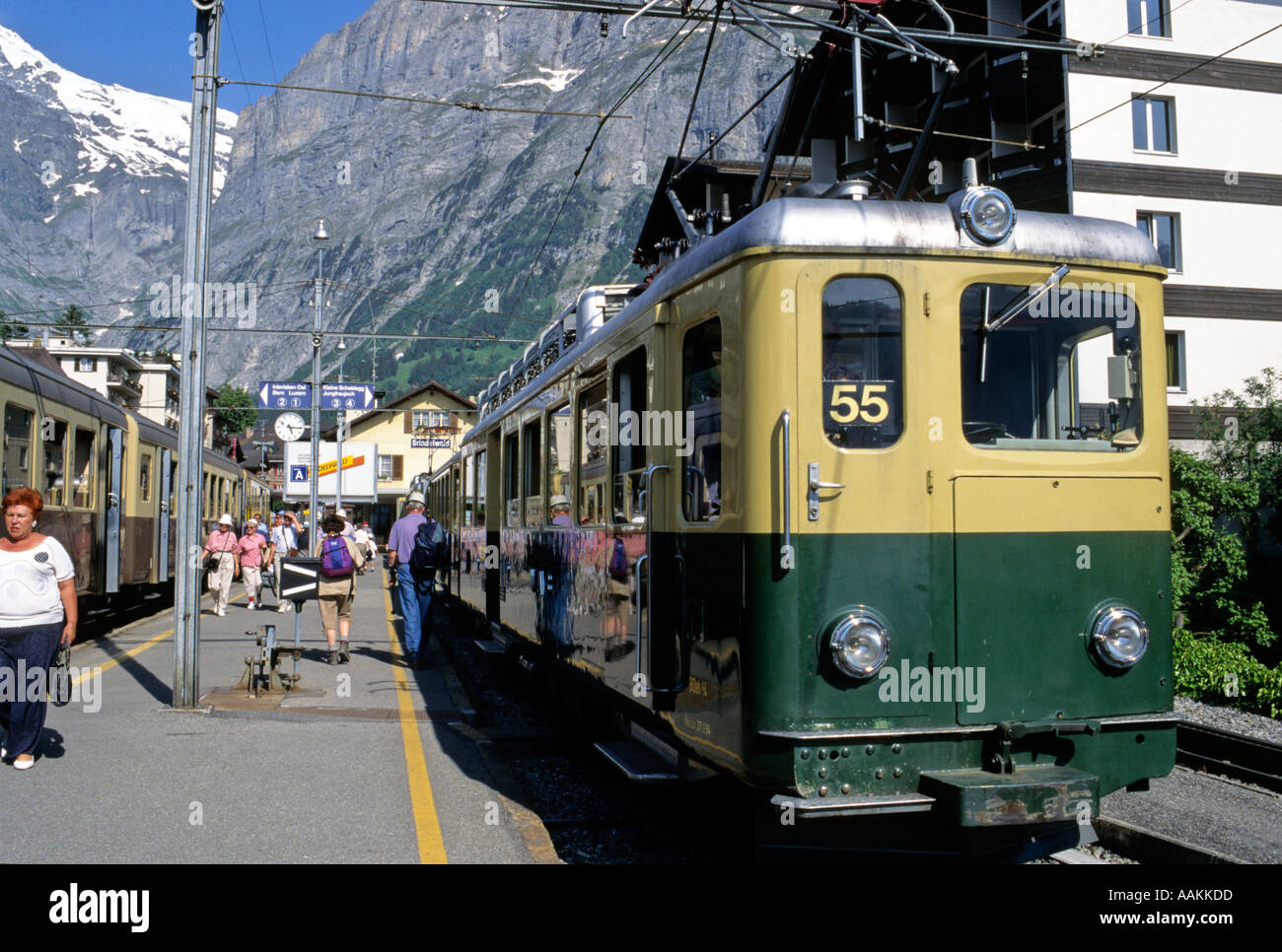 Train at Grindelwald Station Switzerland Stock Photo - Alamy