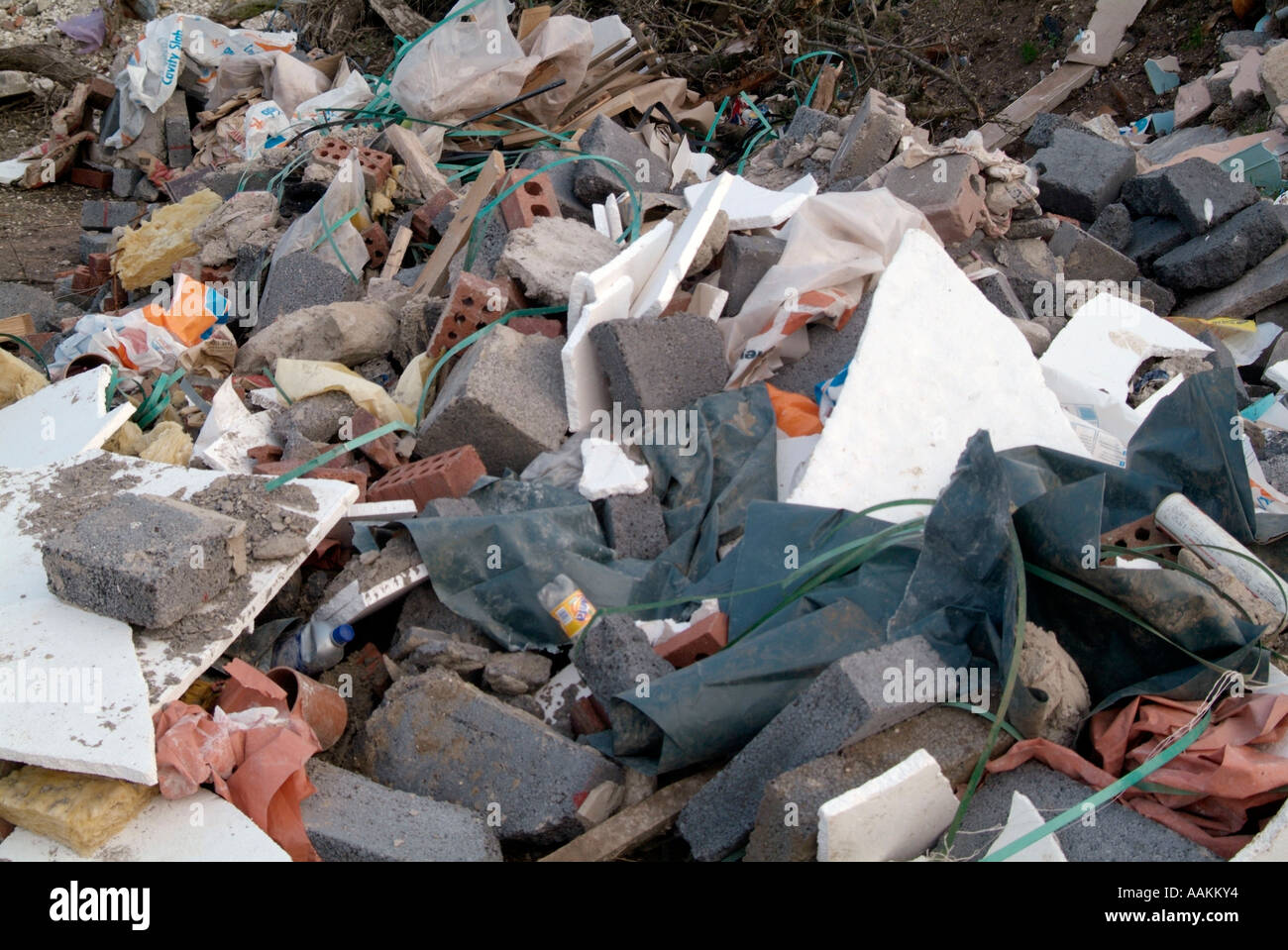 builders waste fly tipping construction waste uk Stock Photo - Alamy
