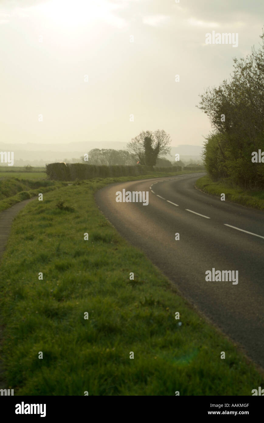 Country road early morning uk Stock Photo - Alamy