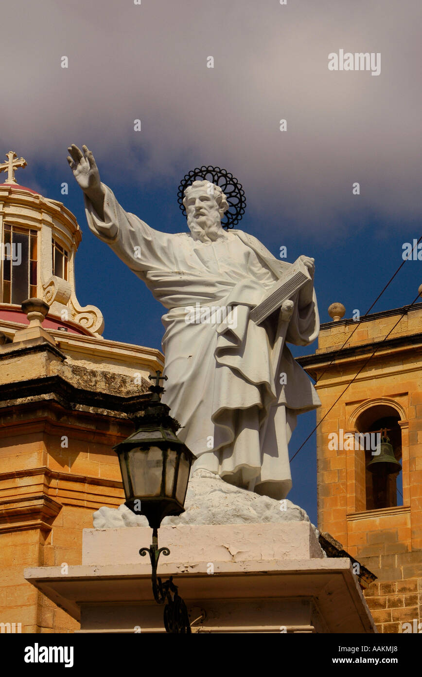 Saint Savior statue in front of Balzan parish church dedicated to the ...