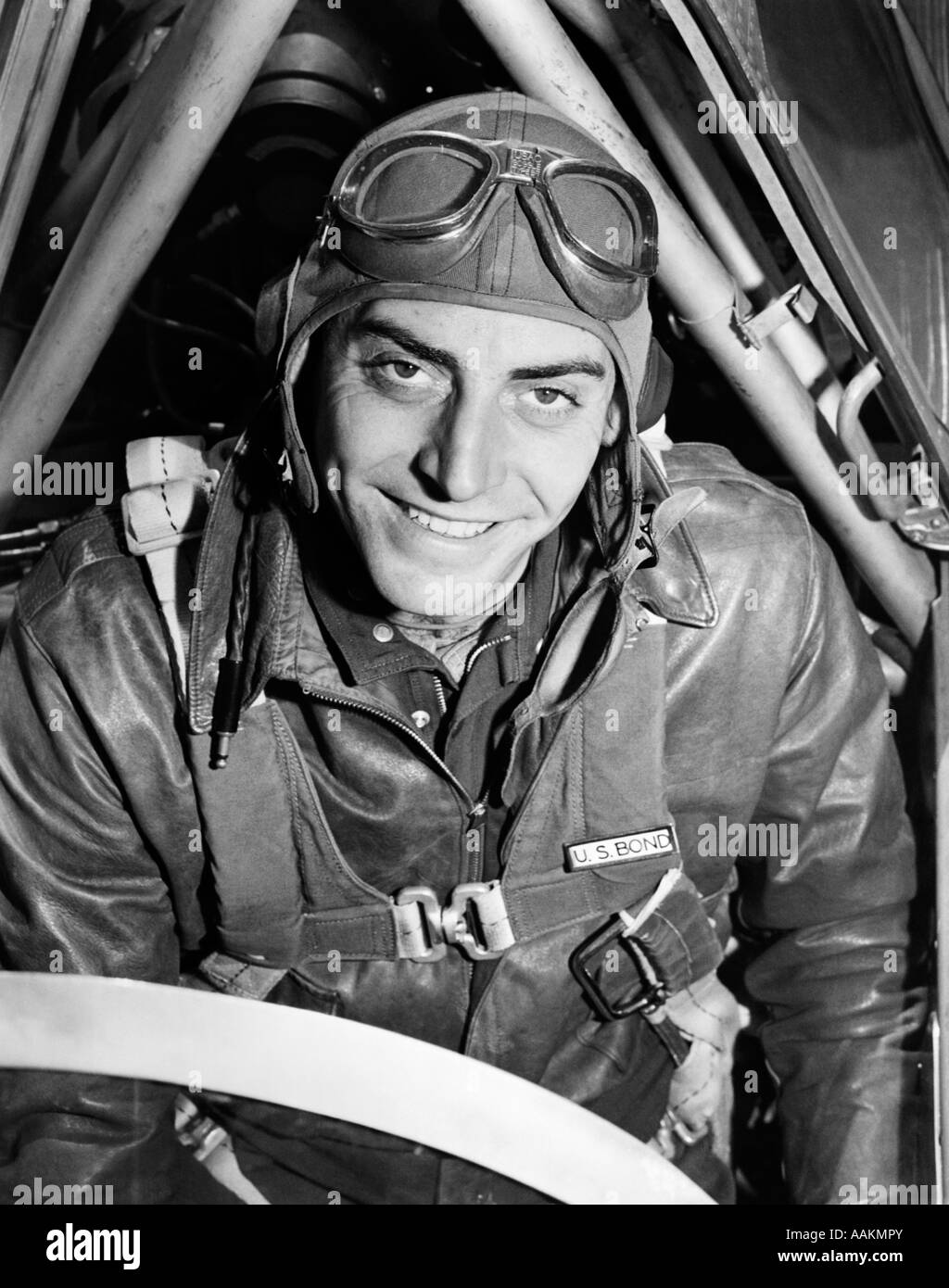 1940s FIGHTER AIRPLANE PILOT ON US WORLD WAR II BOND PROMOTION TOUR ...