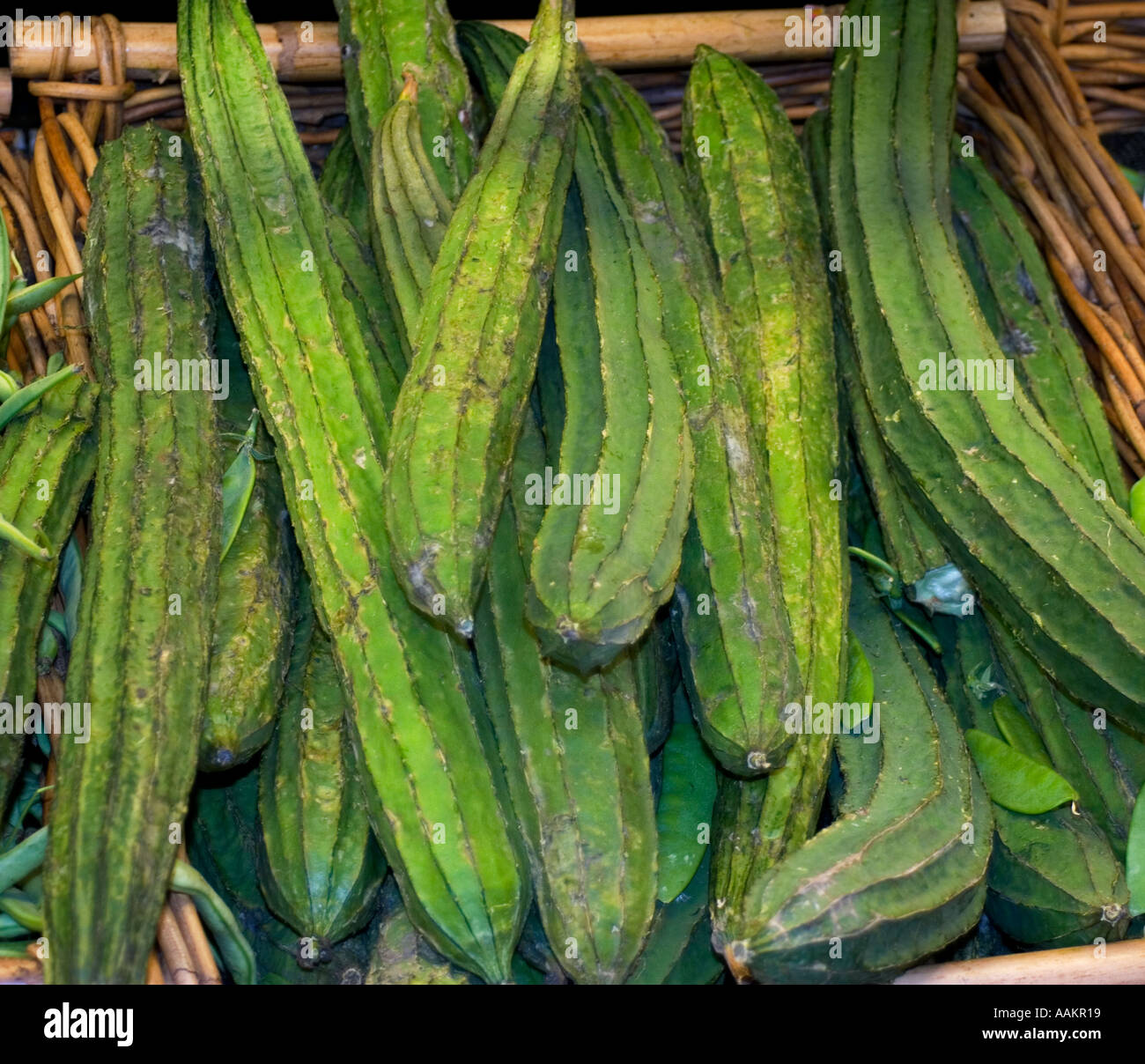 chinese okra luffa gourd view color cuisine culinary fresh green Stock ...