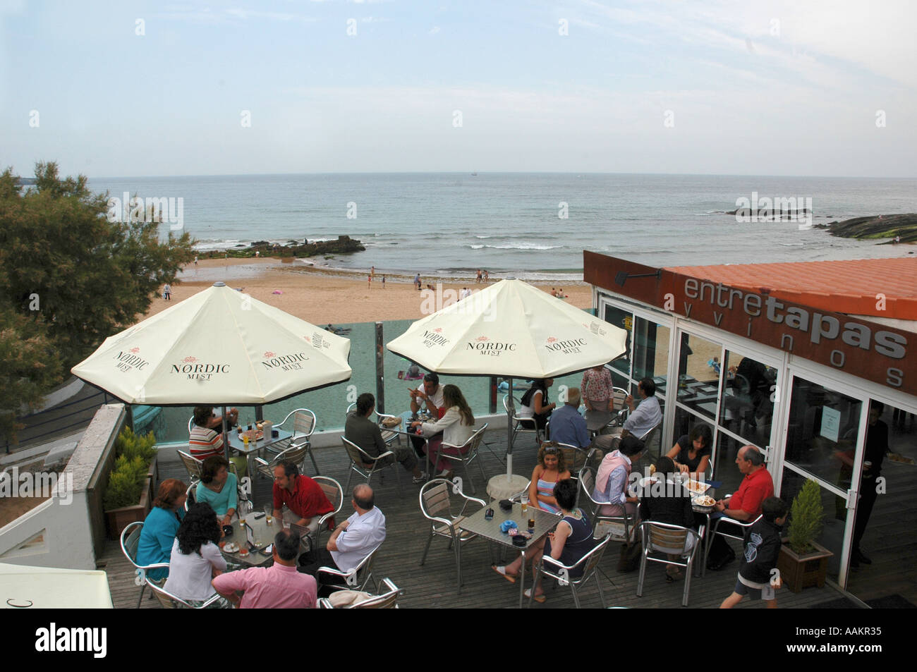 Beach Cafe Santander Stock Photo - Alamy