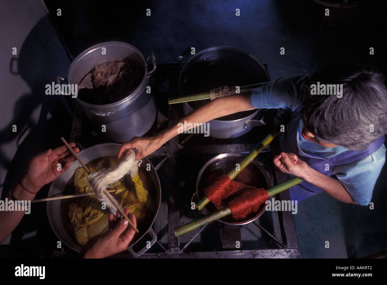 Process of silk threads dyeing with pau brasil, Minas Gerais, Brazil ...