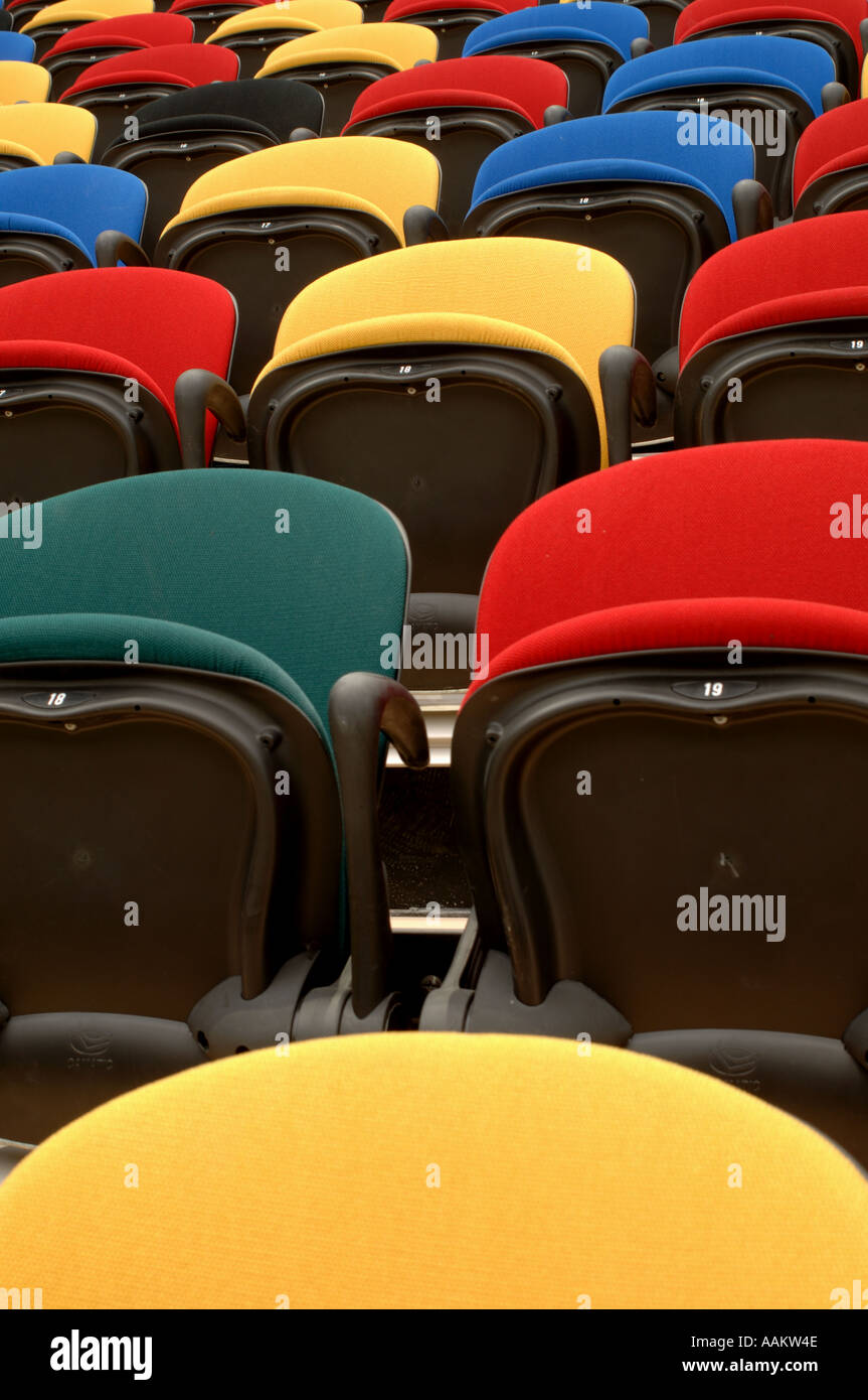 rows of colourful chairs Stock Photo - Alamy