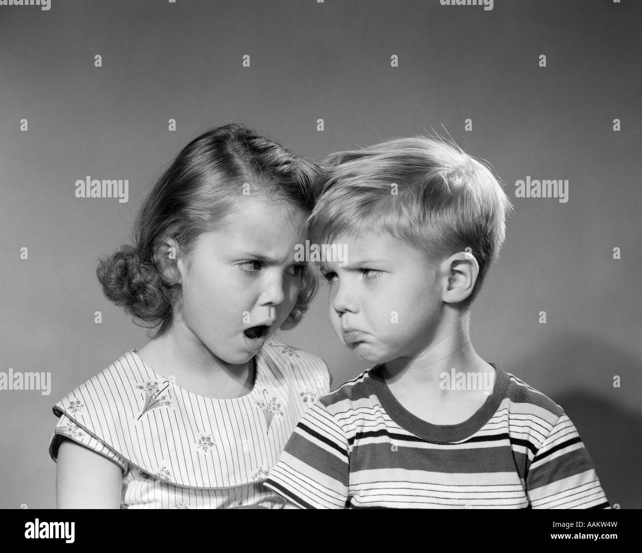 1950s BOY GIRL HEAD TO HEAD ANGRY FACIAL EXPRESSIONS ARGUMENT FIGHT ...