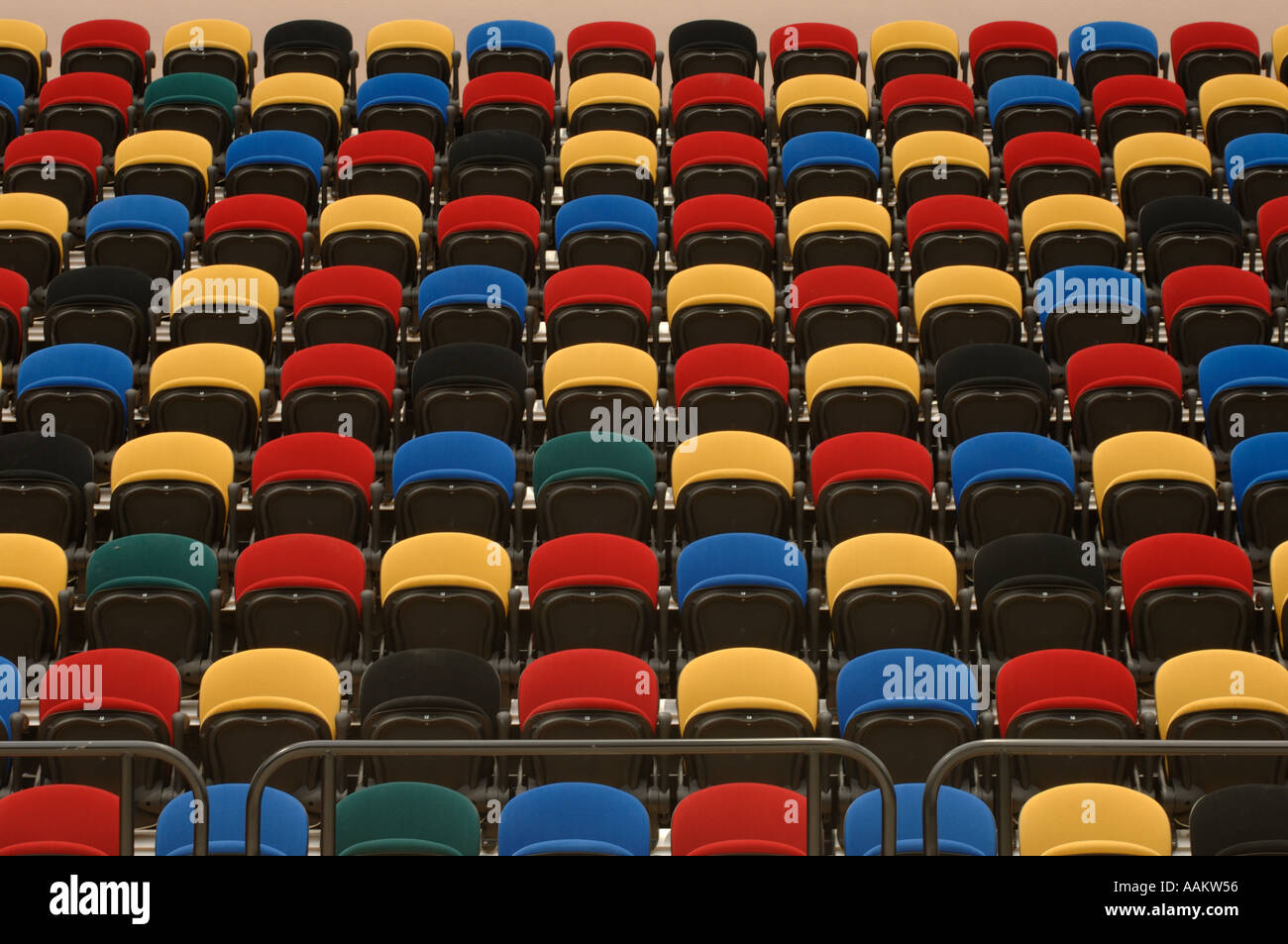 rows of colourful chairs Stock Photo - Alamy