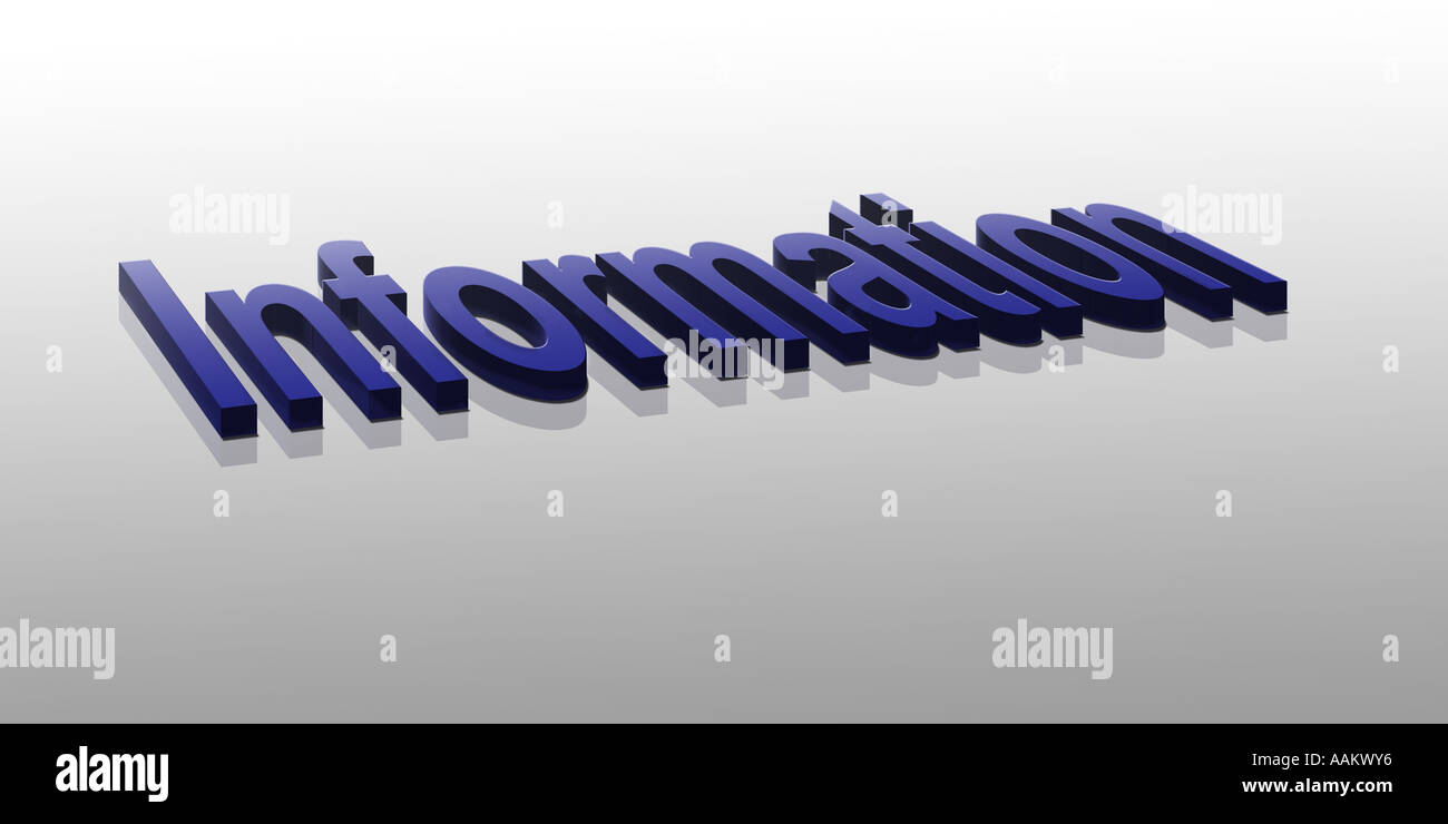 Information 3D text and reflection Stock Photo - Alamy