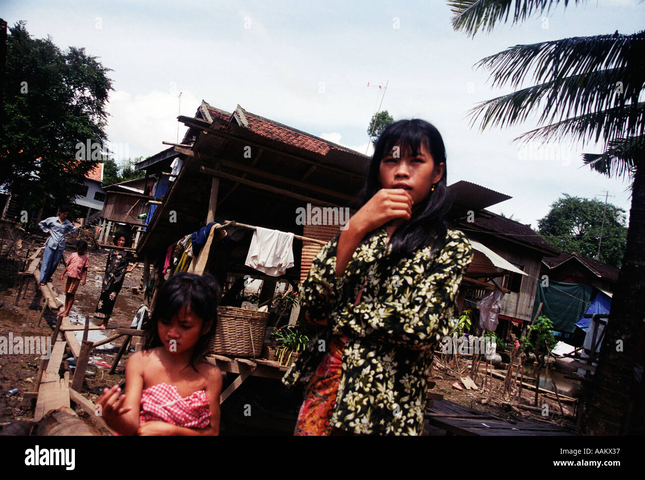Cambodia local khmer children by the roadside in a village Stock Photo ...