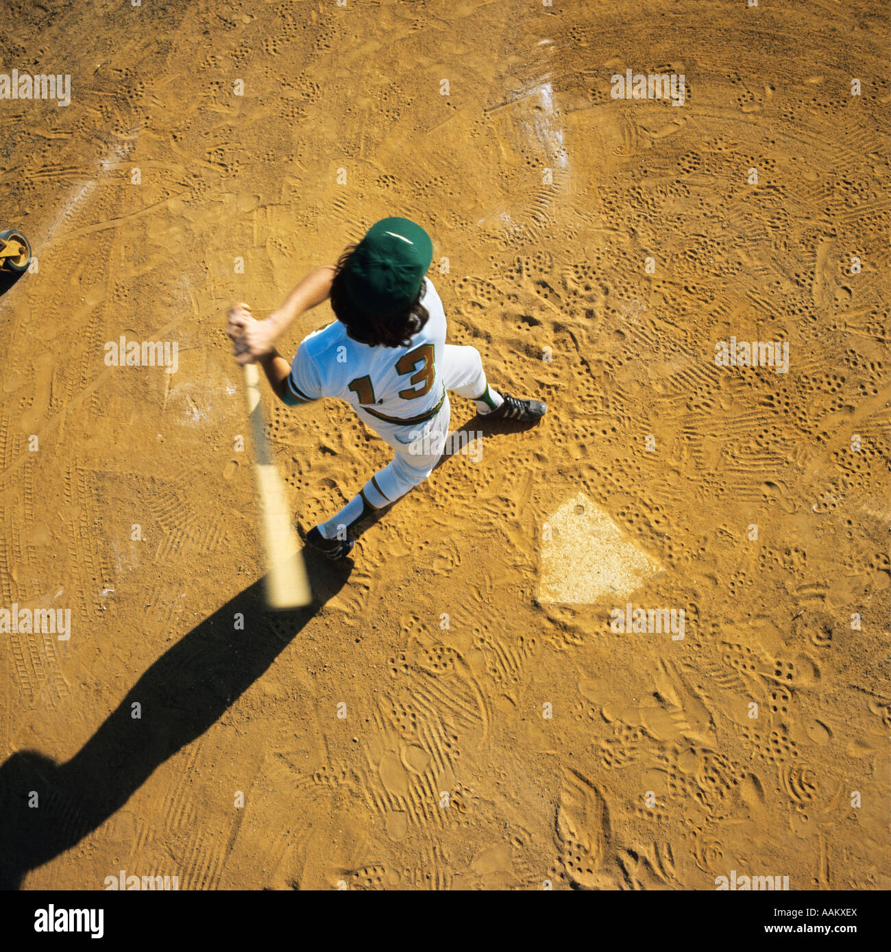 OVERHEAD VIEW BOY SWINGING BASEBALL BAT Stock Photo - Alamy