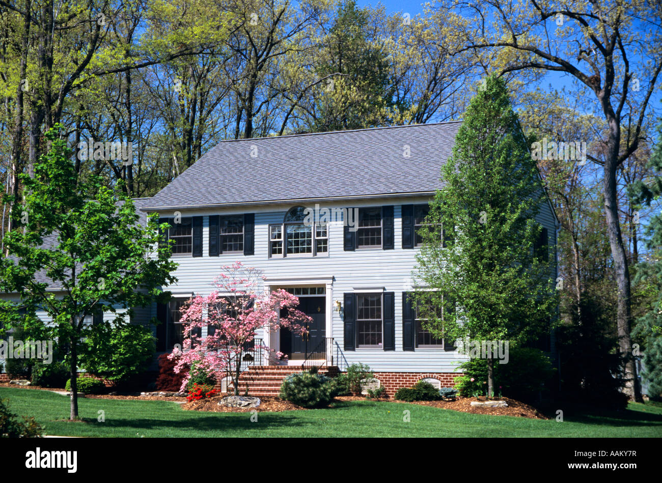 GRAY HOUSE IN SPRING Stock Photo - Alamy