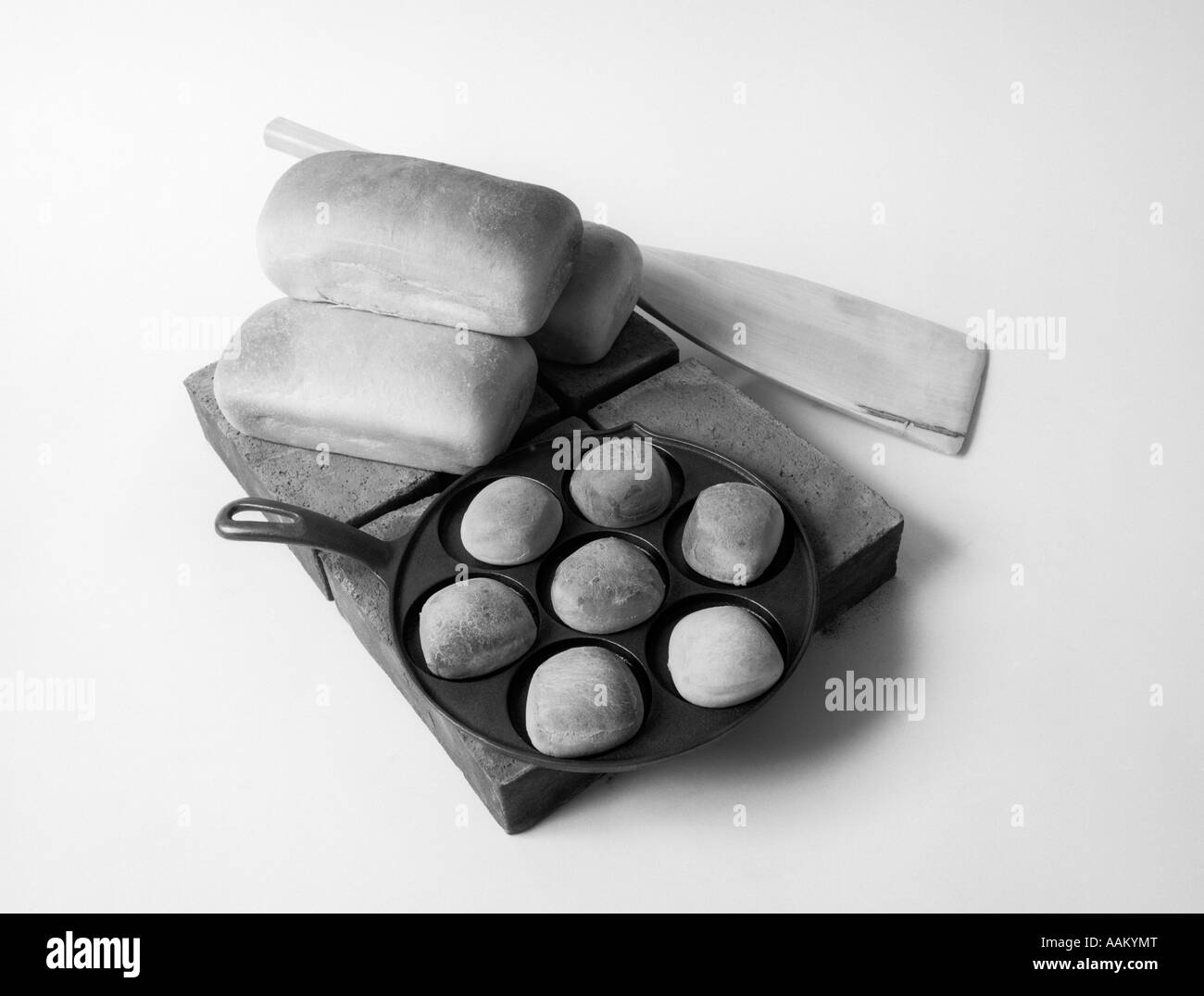 1950s THREE FRESHLY BAKED HOME MADE BREAD LOAVES ON CUTTING BOARD AND 7 ...