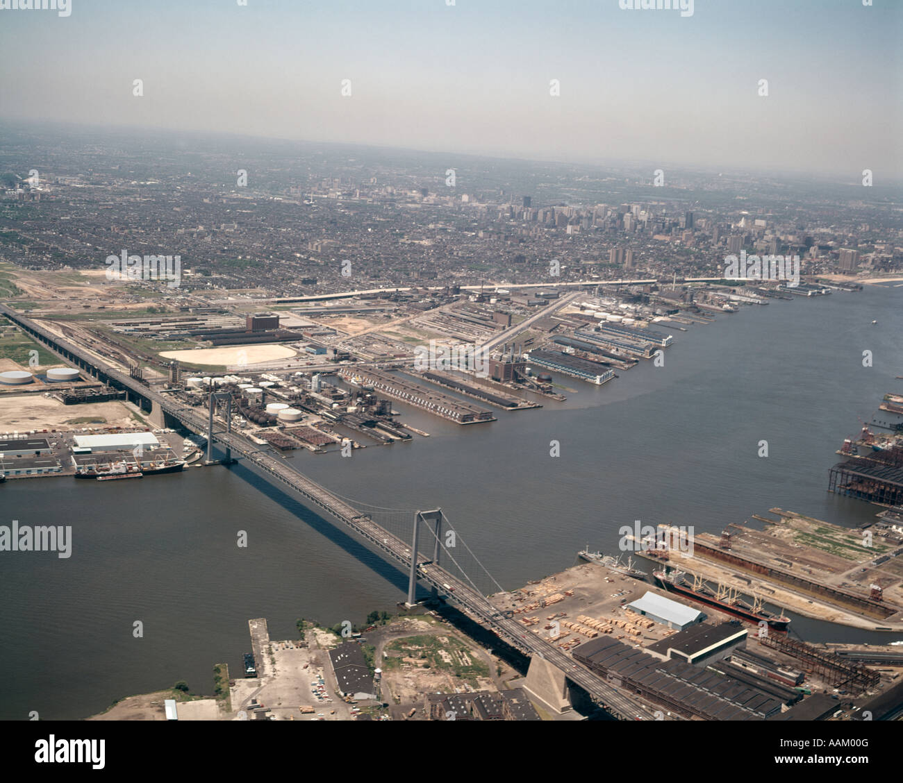 1970s AERIAL WALT WHITMAN BRIDGE PHILADELPHIA PENNSYLVANIA Stock Photo ...
