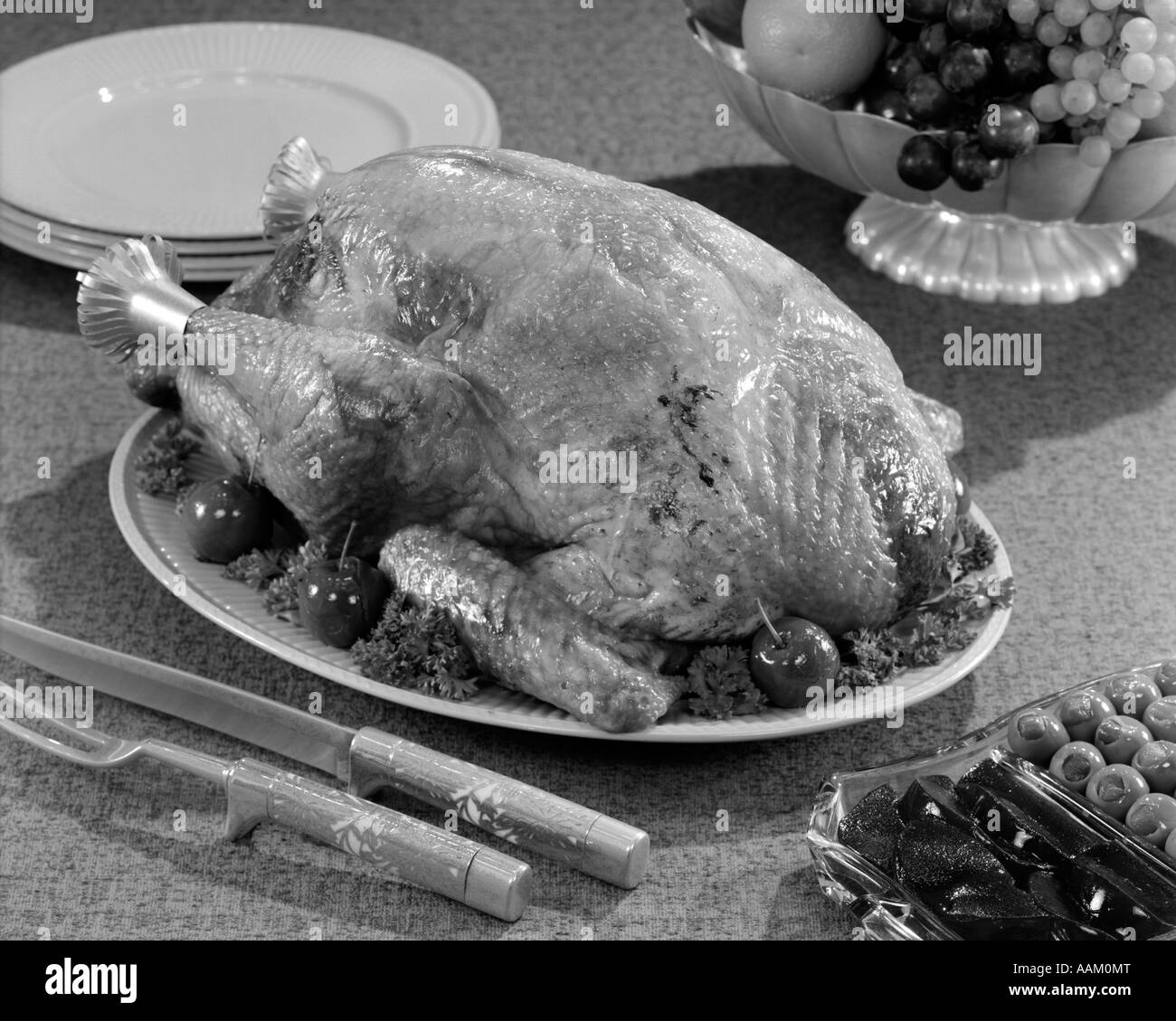 1960s THANKSGIVING TURKEY ROASTED ON PLATTER Stock Photo - Alamy