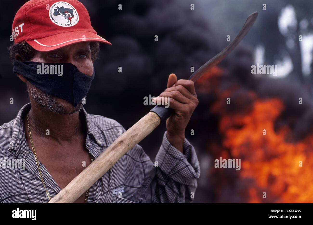 Riot demonstration for land reform MST Movimento Sem Terra Landless ...