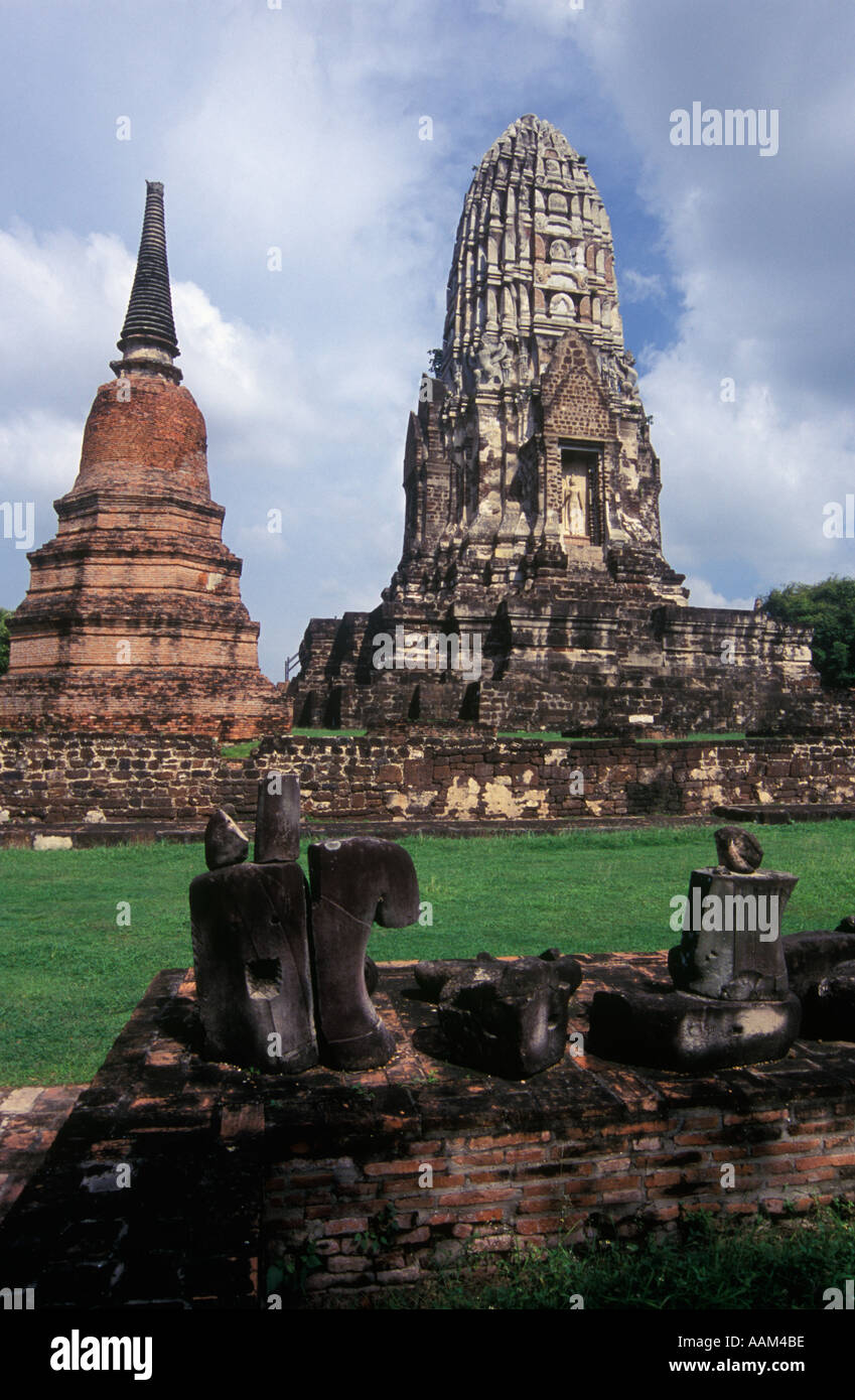 KHMER STYLE BUDDHIST PRANG CHEDI at WAT RAJABURANA Ratchaburana ...