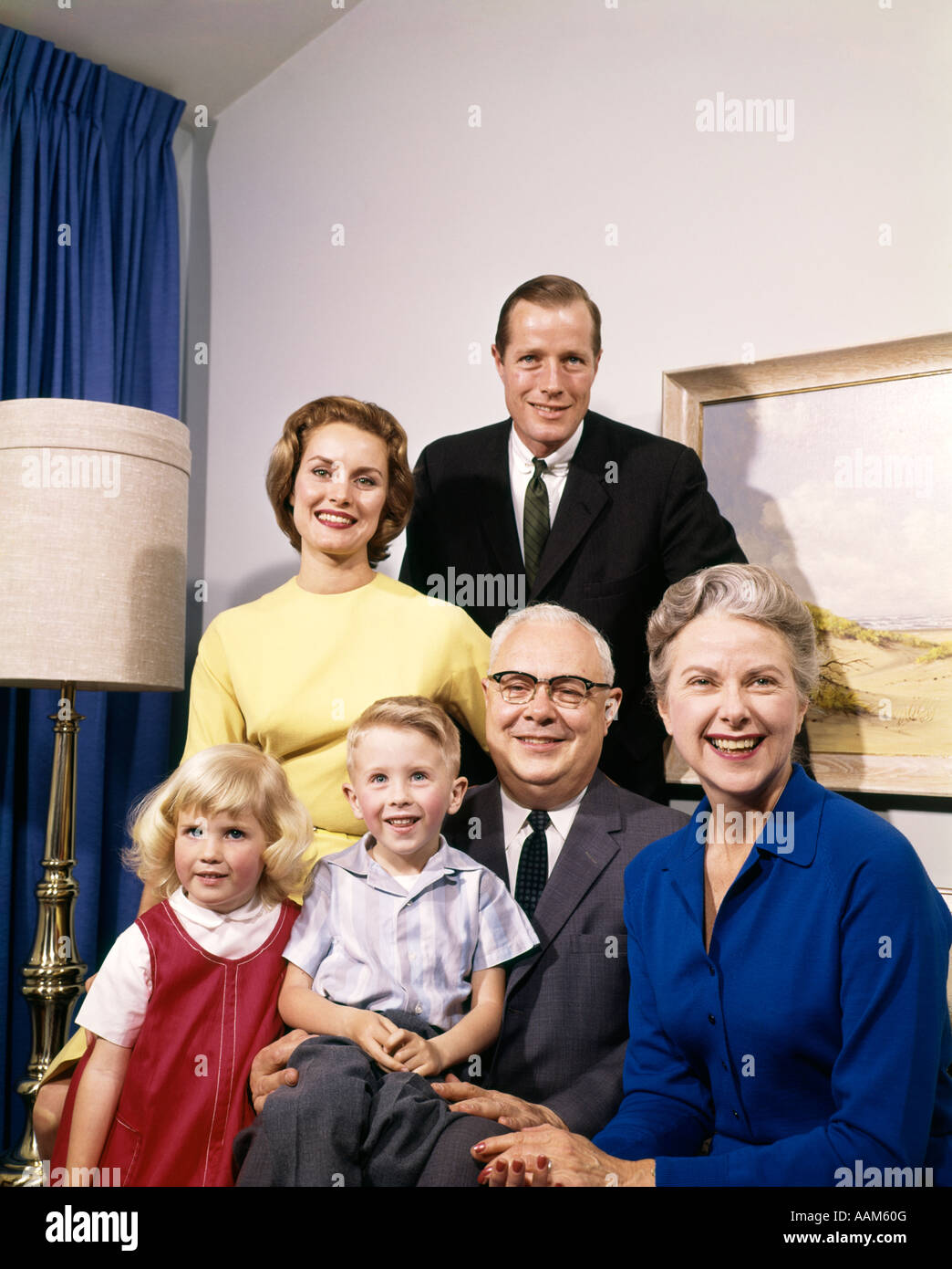1960s PORTRAIT OF THREE GENERATION FAMILY PARENTS GRANDPARENTS SON ...