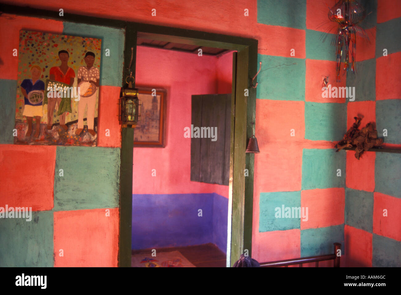 Interior of a brazilian rural house, colorful walls, Lavrinha, Minas ...