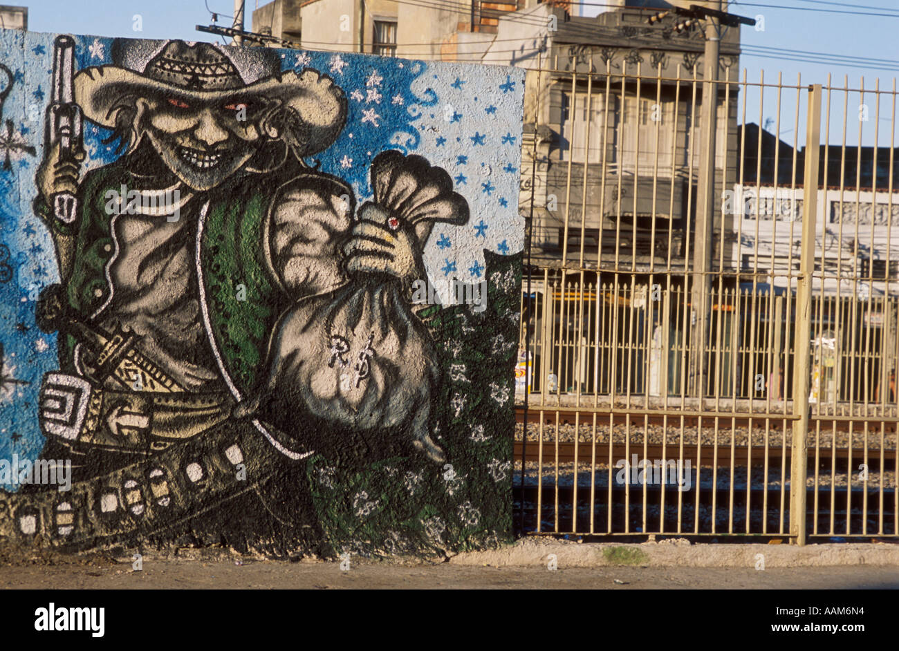 Graphite street art in Ramos suburbian area of Rio de Janeiro Brazil ...