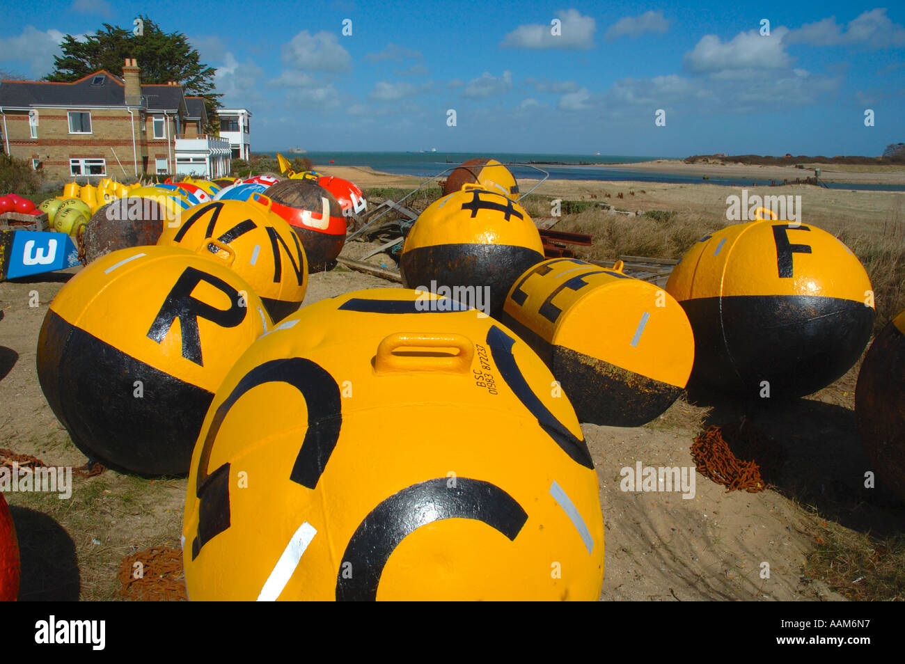 Buoys, The Duver, Bembridge Harbour, Bembridge, Isle of Wight, UK Stock ...
