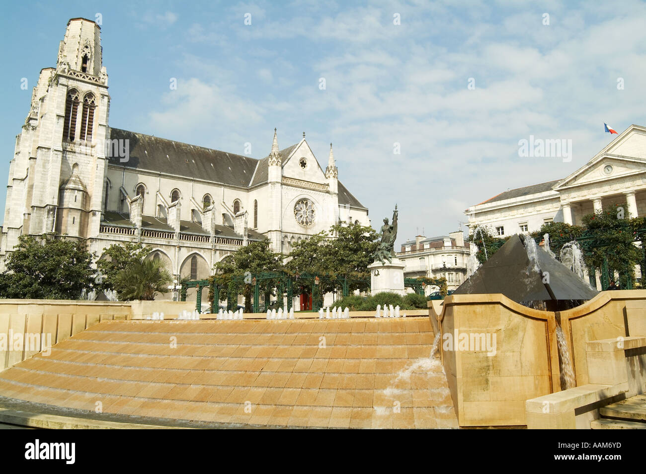 pau, south, of, France, French, city, of, town, hall, flags, tricolour ...