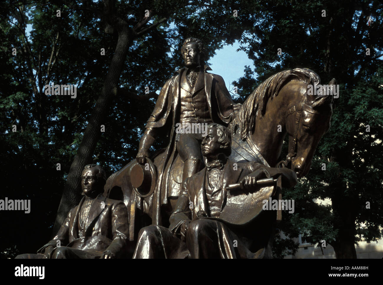 RALEIGH NC THREE PRESIDENTS STATUE JACKSON POLK AND JOHNSON Stock Photo ...