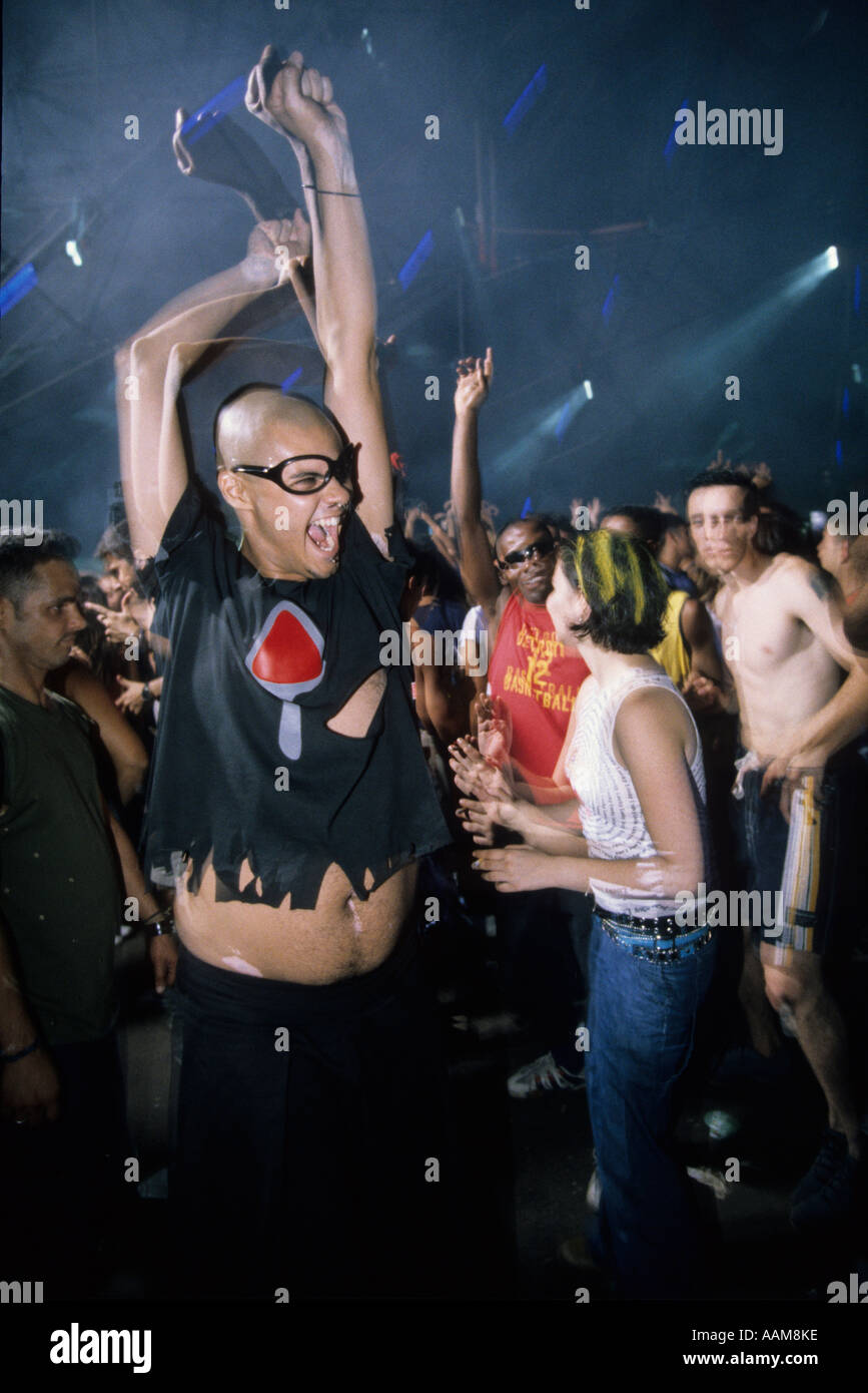 Rio de Janeiro nightclub with young people dancing electronic music ...
