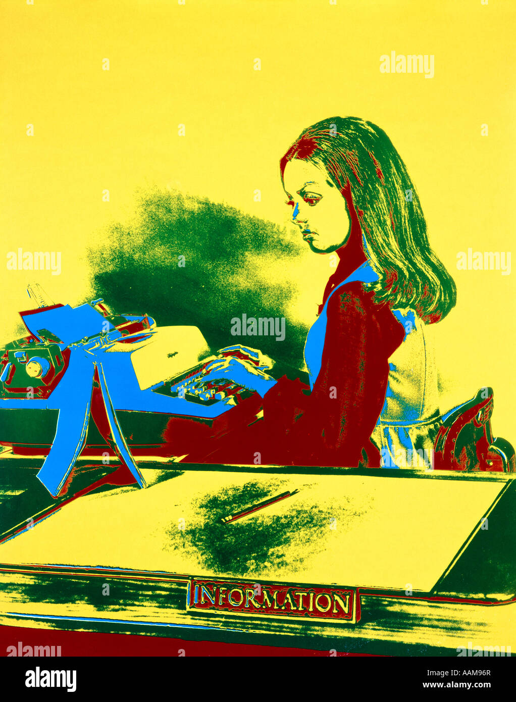 1970s SPECIAL EFFECT WOMAN TYPEWRITER TYPING INFORMATION SECRETARY ...