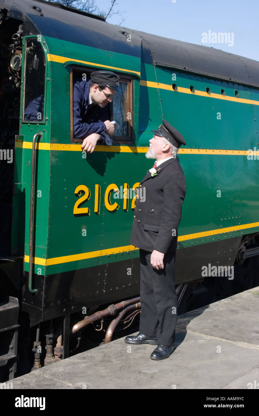 A break for the driver of a steam train on preserved Bluebell railway ...